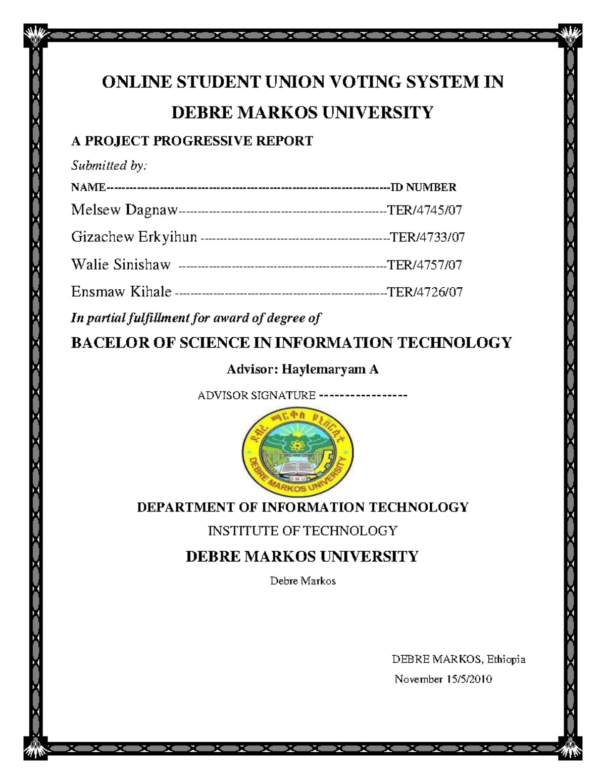 Online Student Union Voting system - ONLINE STUDENT UNION VOTING SYSTEM ...