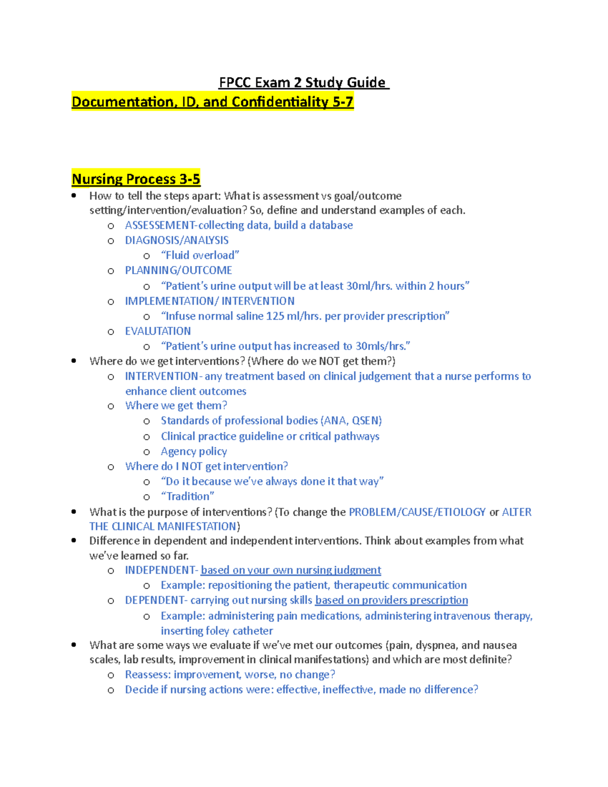 FPCC EXAM 2 - Study guide for test - FPCC Exam 2 Study Guide ...