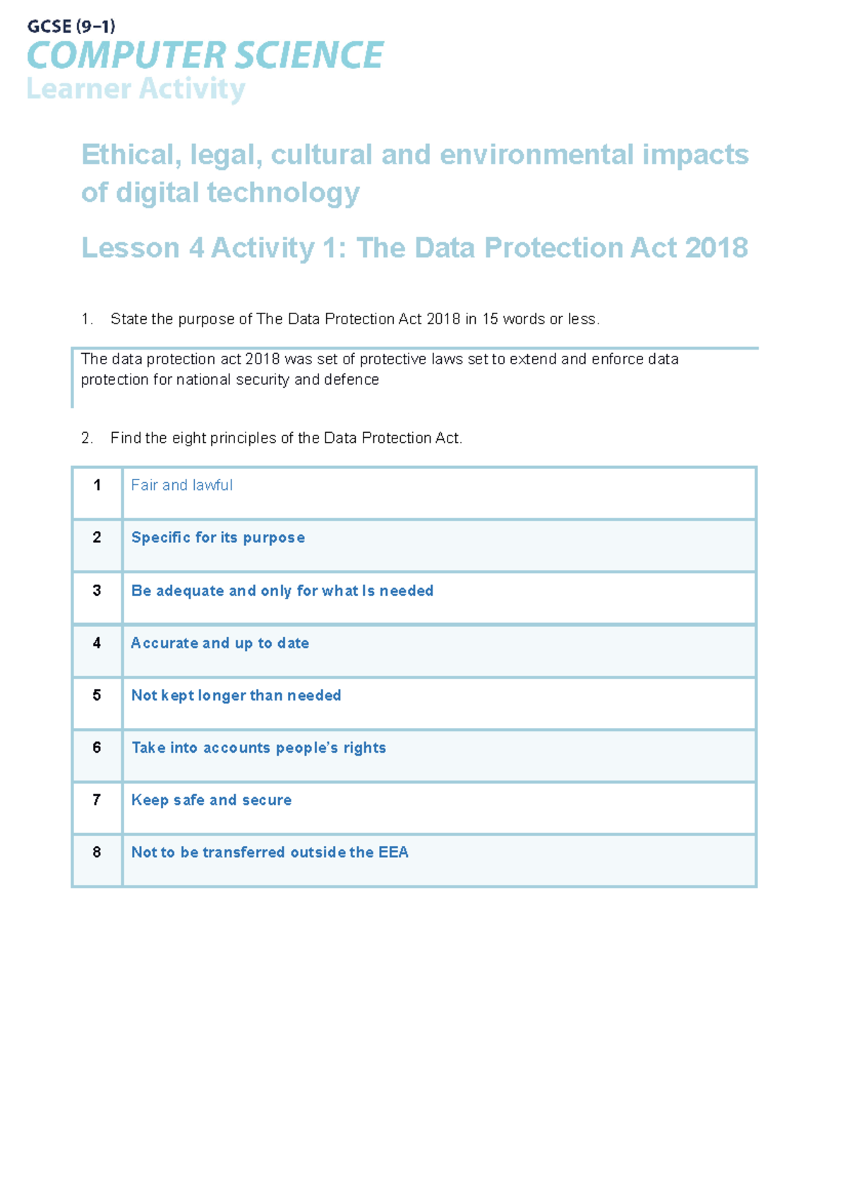 Changes to the data protection act 2018 - Ethical, legal, cultural and ...
