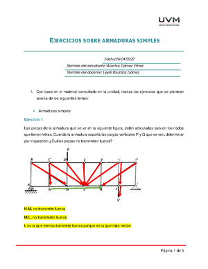 Ejercicios DE Estatica - EJERCICIO 1: En el extremo de una palanca que se fija a una barra en O ...