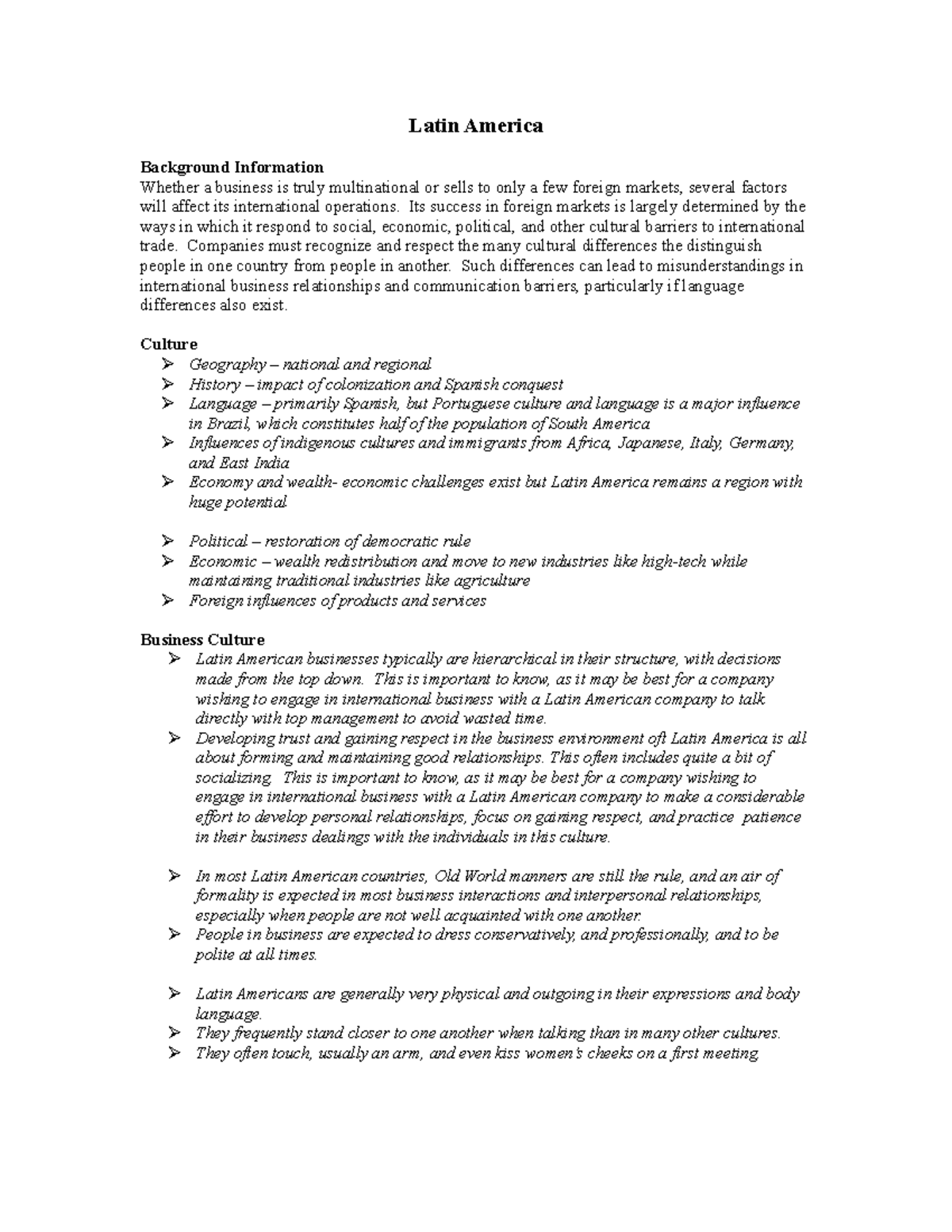 Latin America (case) - Latin America Background Information Whether a ...
