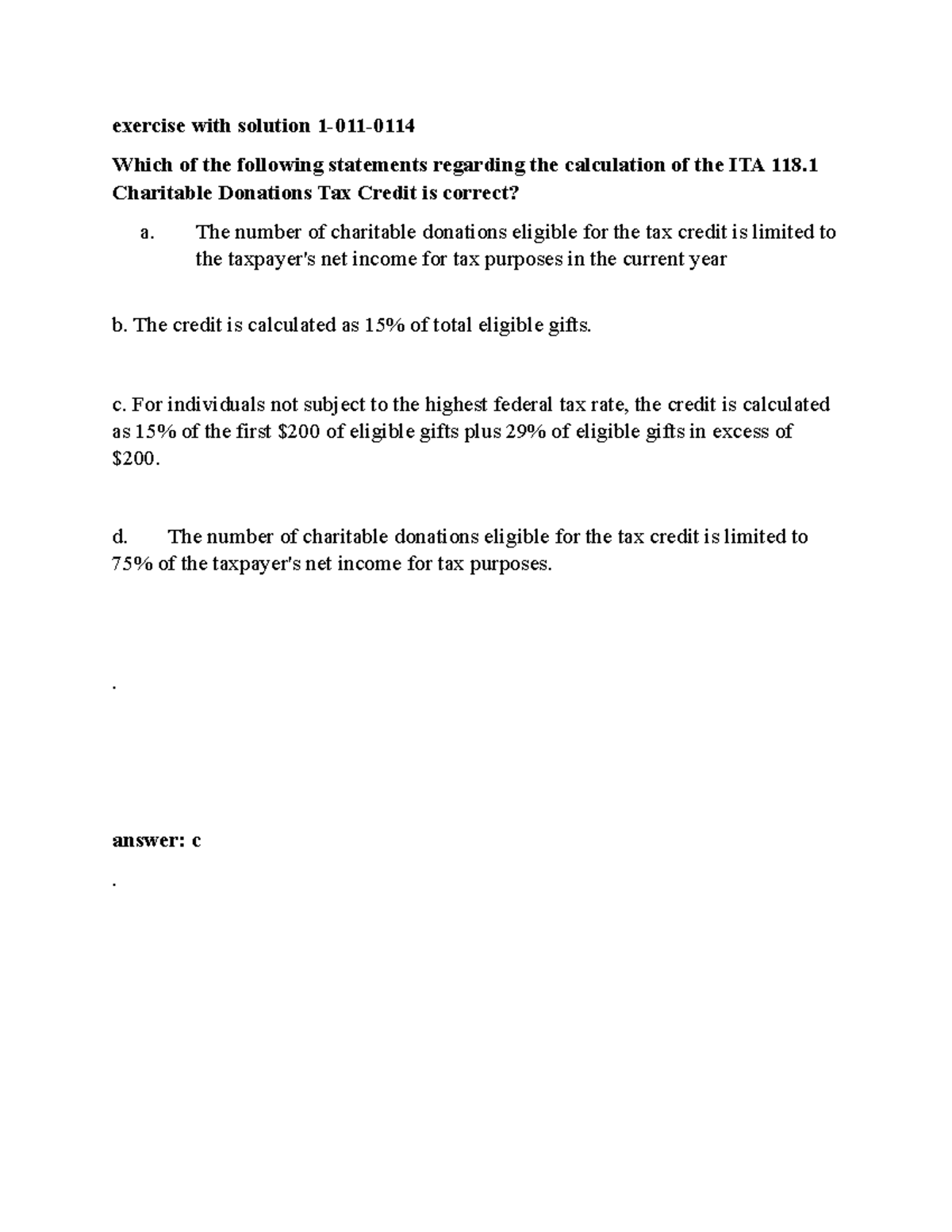 Exercise with solution 1-011-0114 - exercise with solution 1-011- Which of the following ...