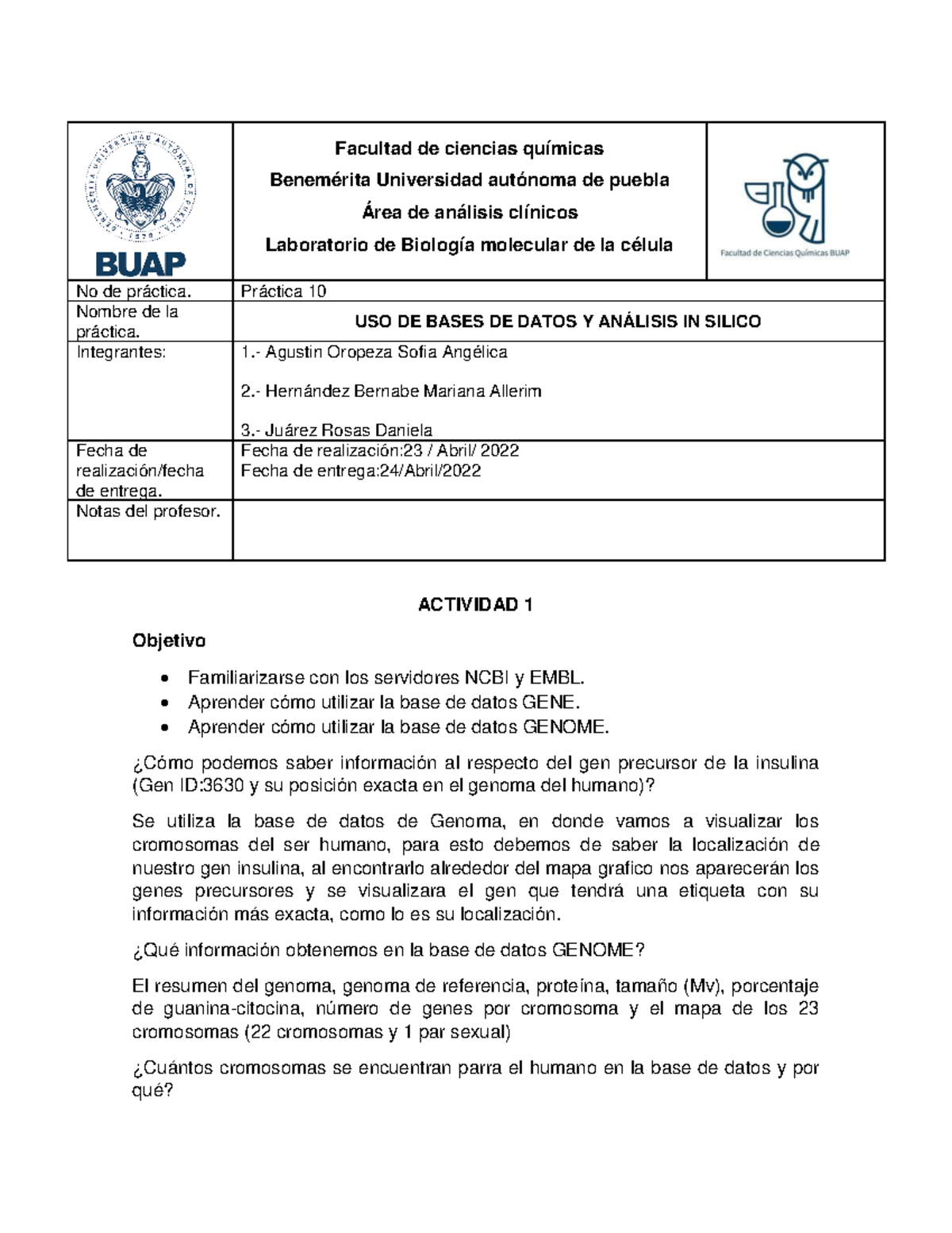 P10 Practica 10 - Jdjdukd zndjdi sjsksi djdjsk - ACTIVIDAD 1 Objetivo ...