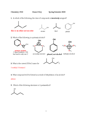 CHEM 1510 Ch14 Key S23 - Nina Stourman spring 2023- allied health ...