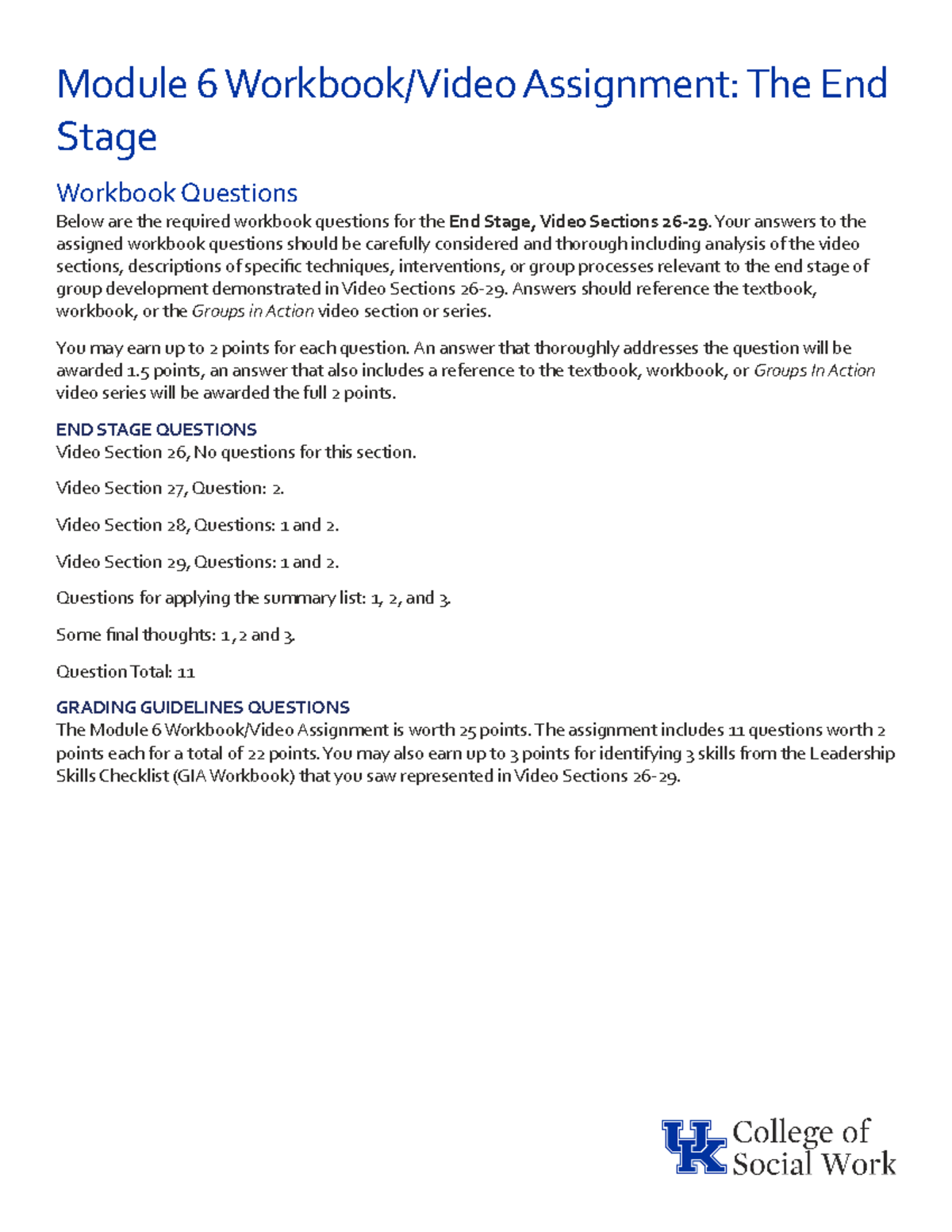 M6 Workbook-Video Assignment for module 6 groups - Module 6 Workbook ...