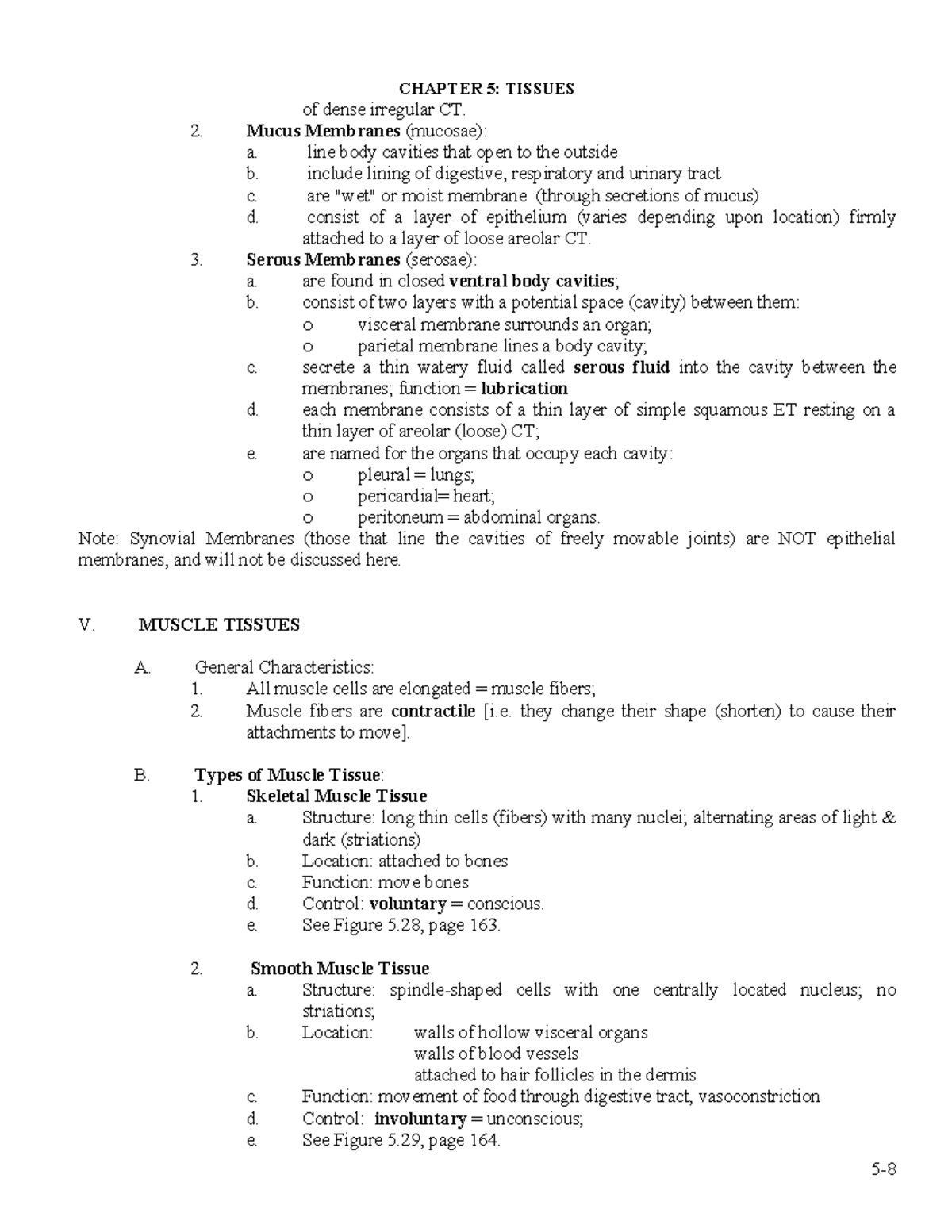 Chapter 5 Tissues notes (dragged) 8 - CHAPTER 5: TISSUES 5- of dense ...