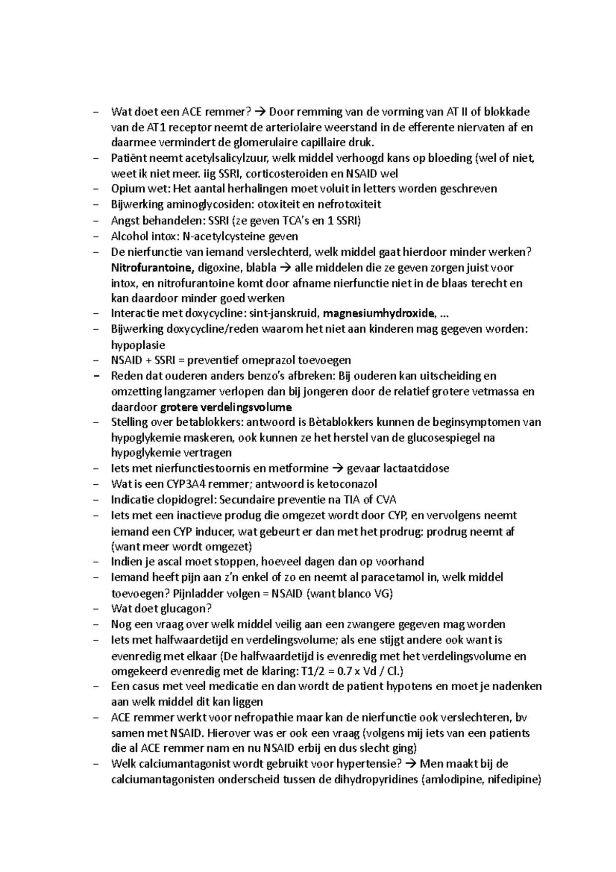 Medicatie vragen - Farmaco - Wat doet een ACE remmer? Door remming van ...