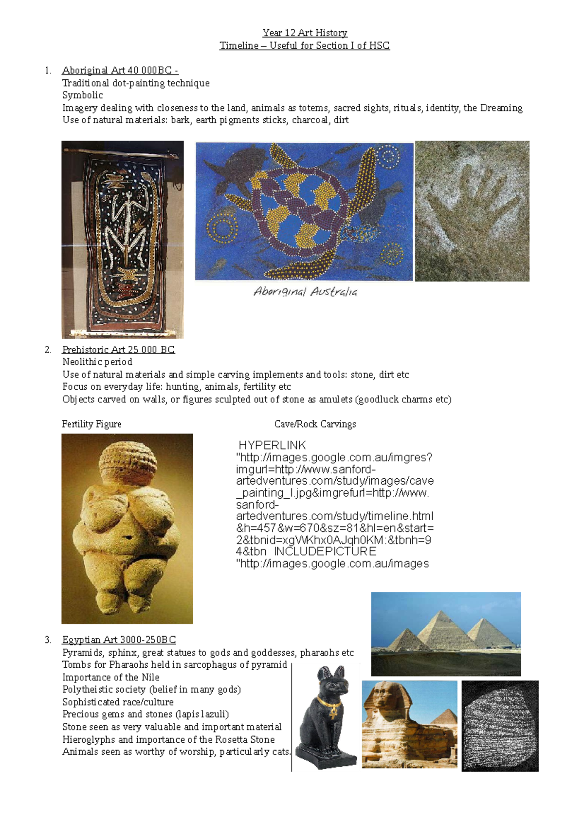 General Art History Timeline - Year 12 Art History Timeline – Useful ...