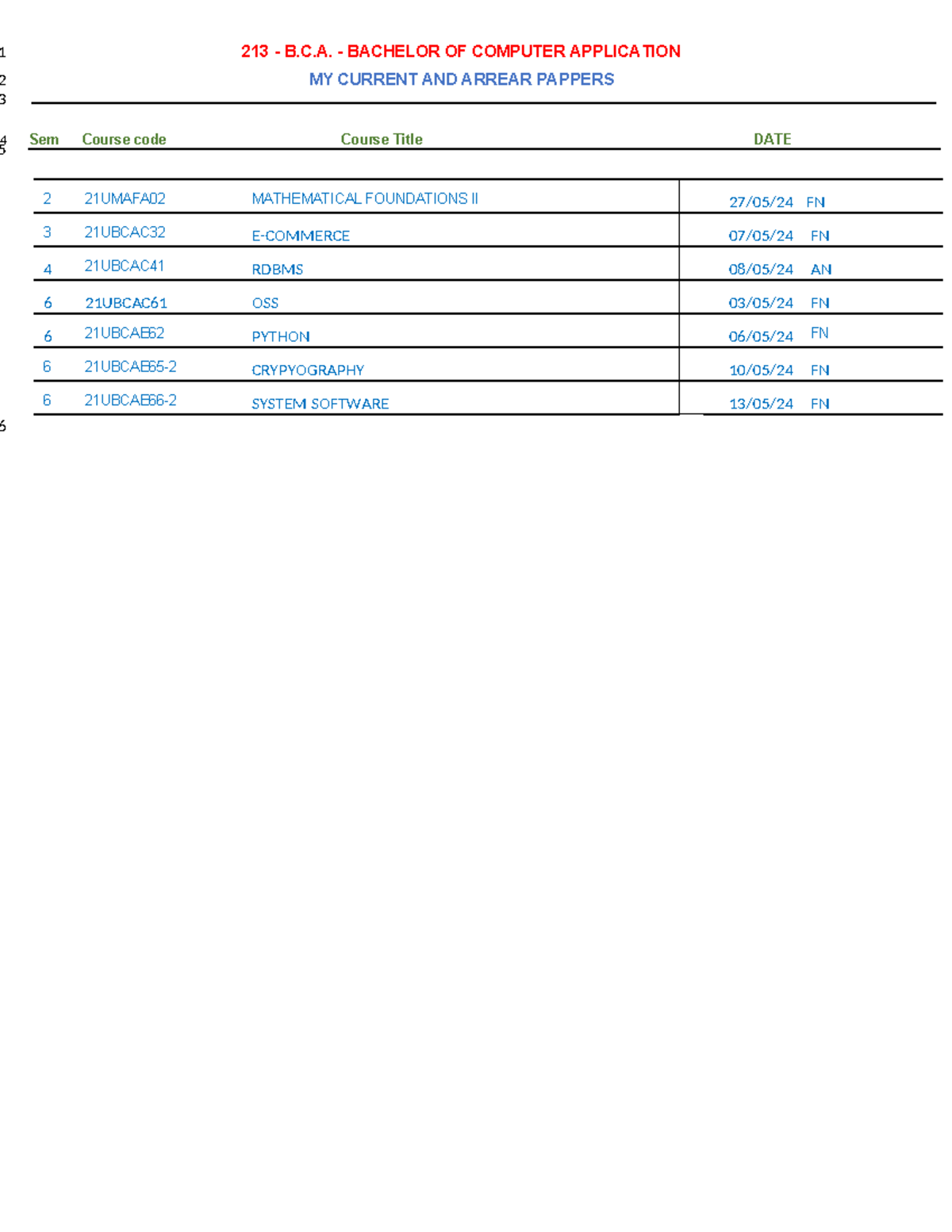 MY EXAM Papers - no caption - Bca(computer application) - 213 - B.C. - BACHELOR OF COMPUTER ...