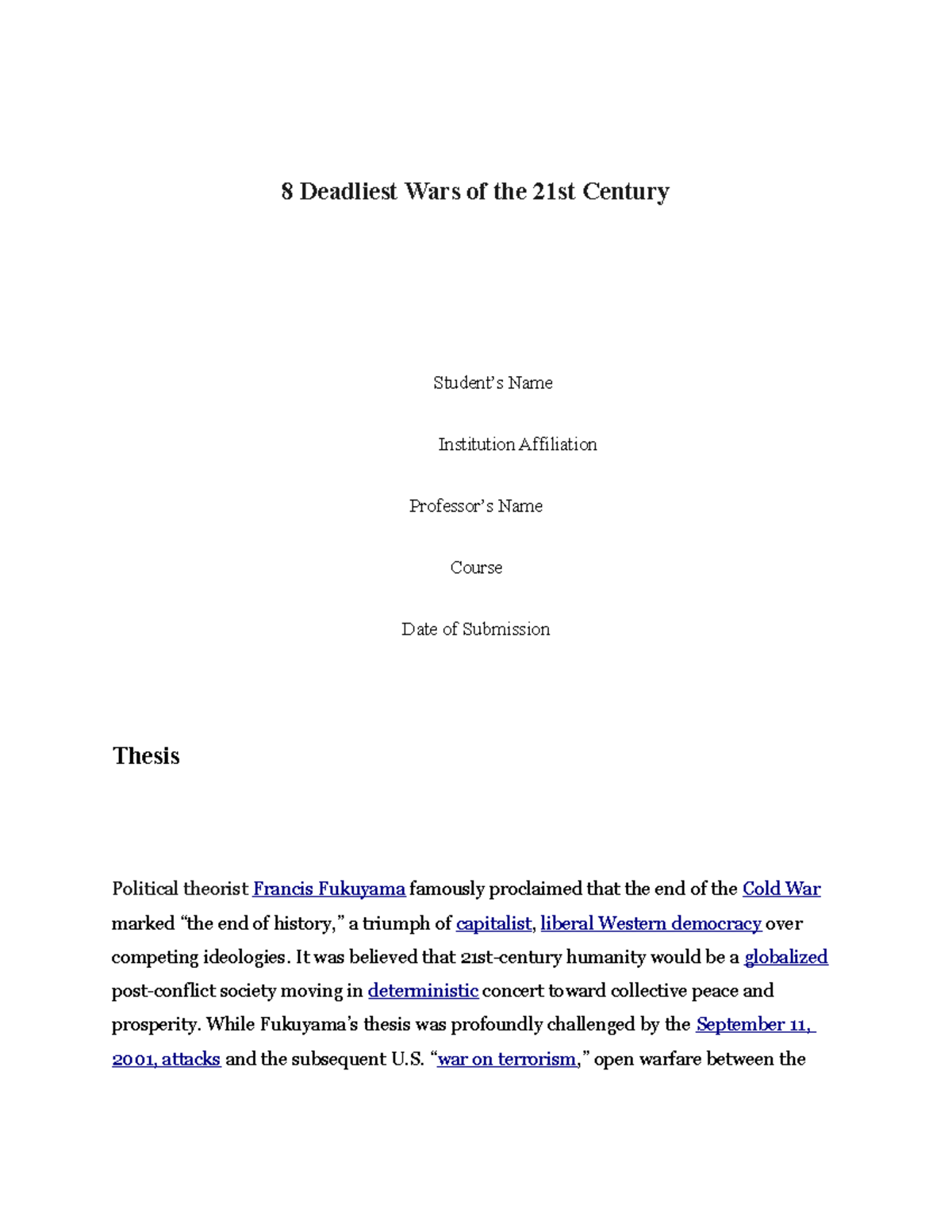 List of wars - The 8 deadlieast wars in 21 st century. - 8 Deadliest ...