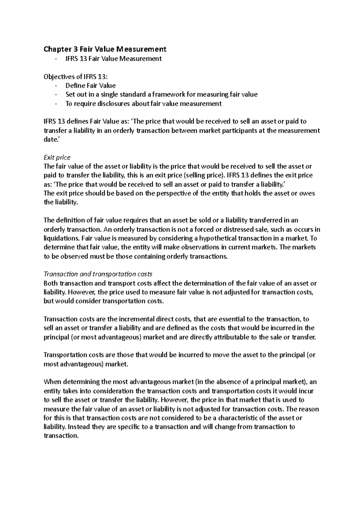 Chapter 3 Fair Value Measurement - Chapter 3 Fair Value Measurement ...