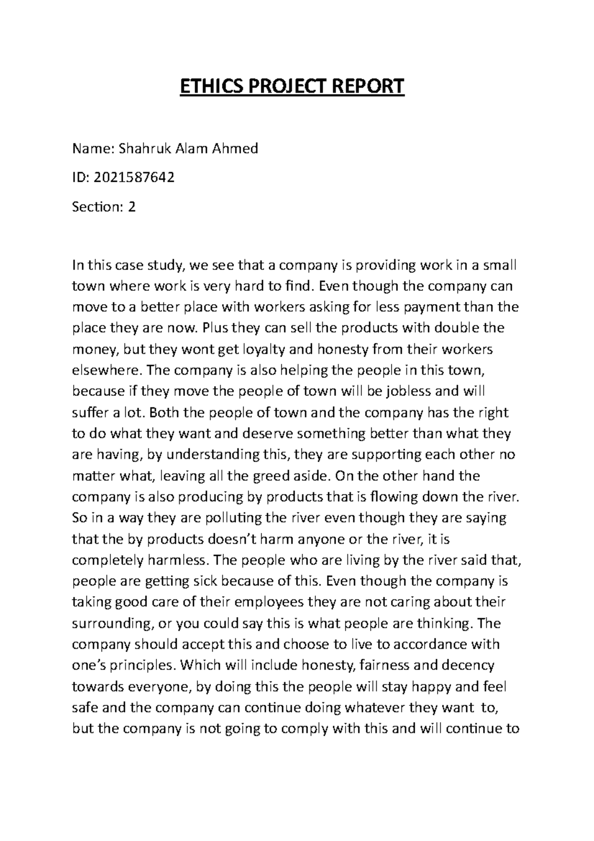 Shahruk Ahmed 2021587642 Ethics Project Report - ETHICS PROJECT REPORT ...