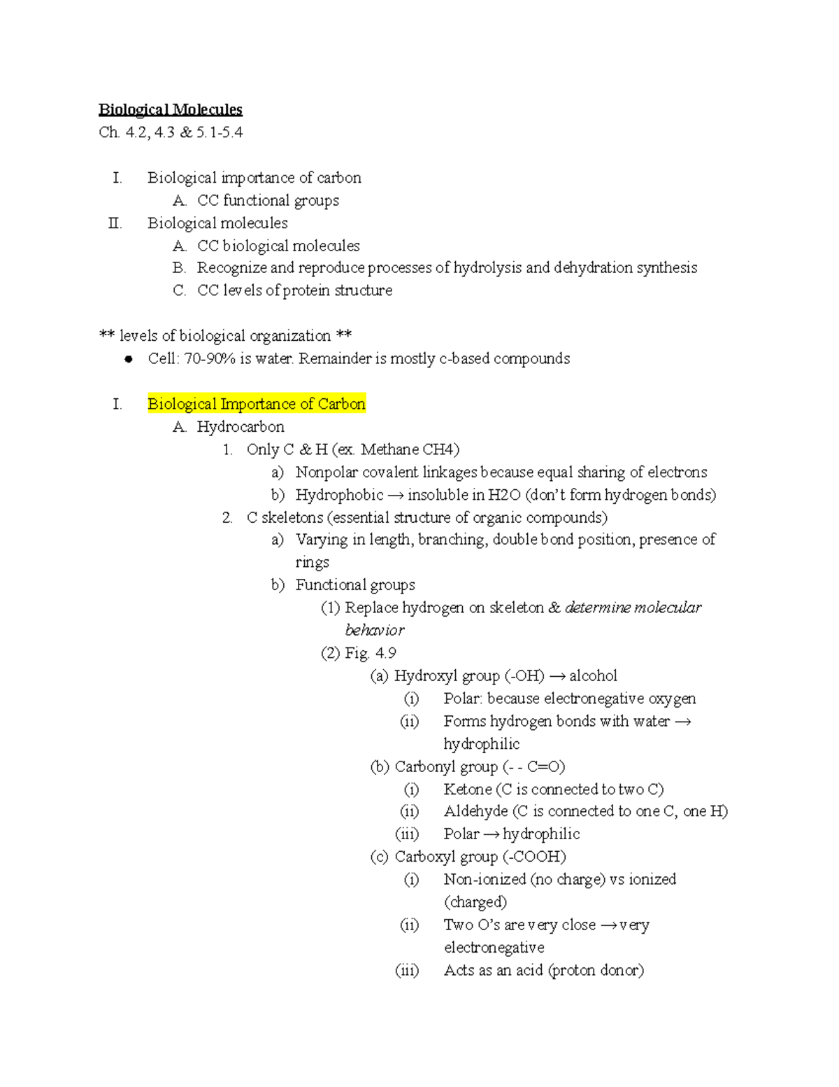 gen bio 1 Lecture 3 - Biological Molecules Ch. 4, 4 & 5-5. I ...