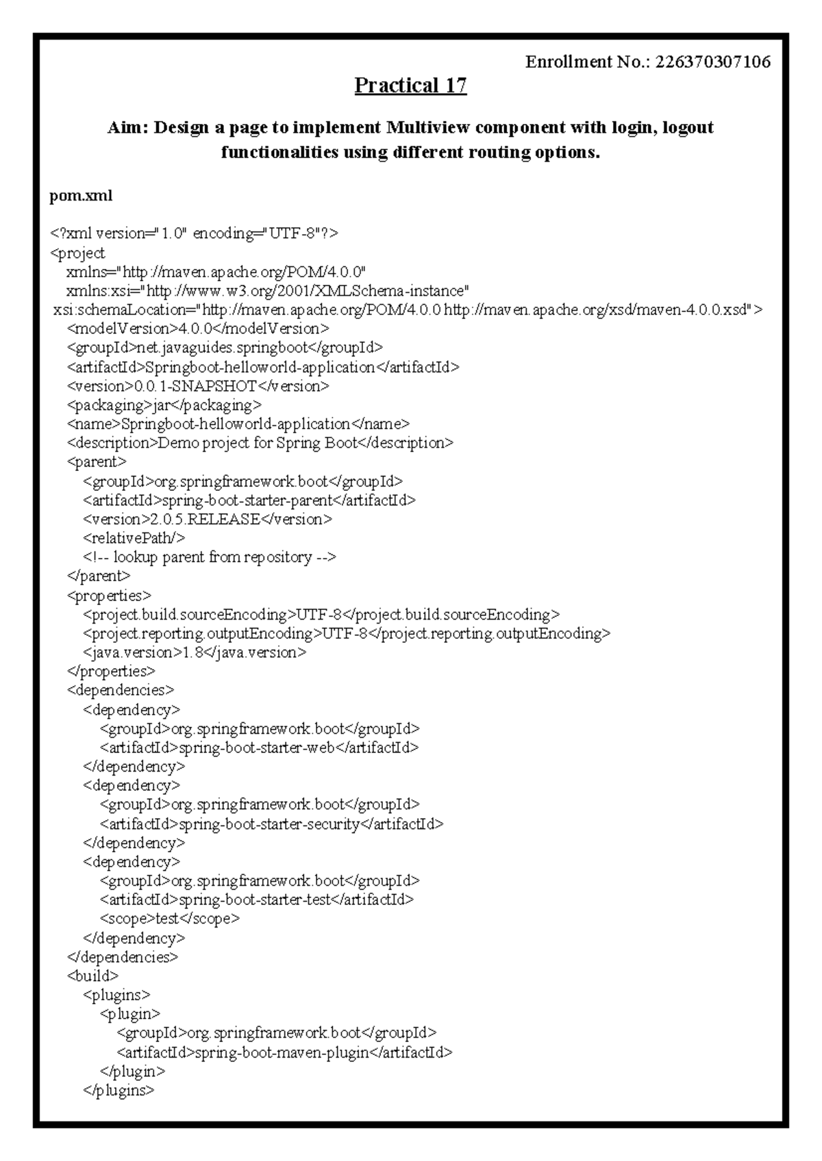 MPT 17 - MPT Practical 17 - Practical 17 Aim: Design a page to implement Multiview component ...