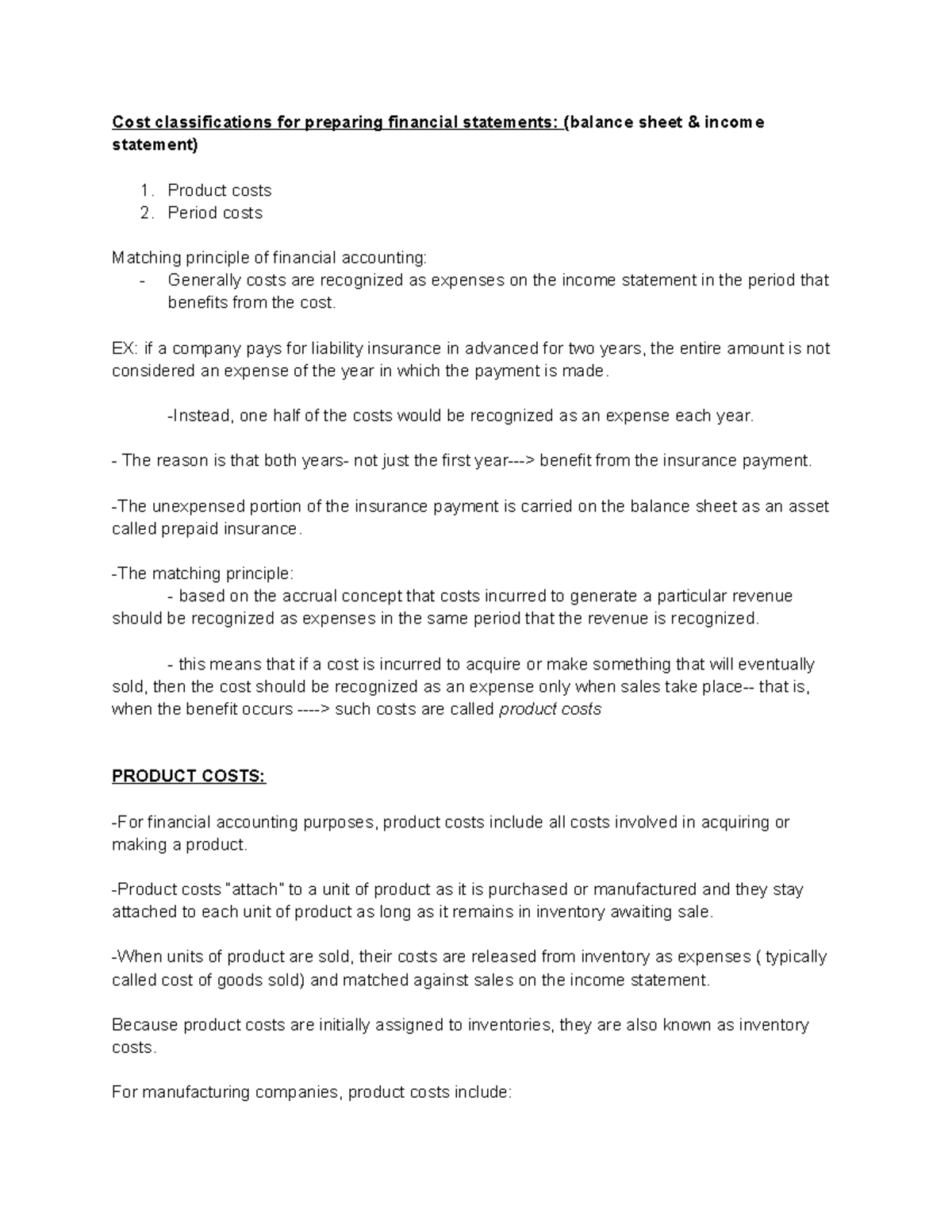 Cost - Cost - Cost classifications for preparing financial statements ...