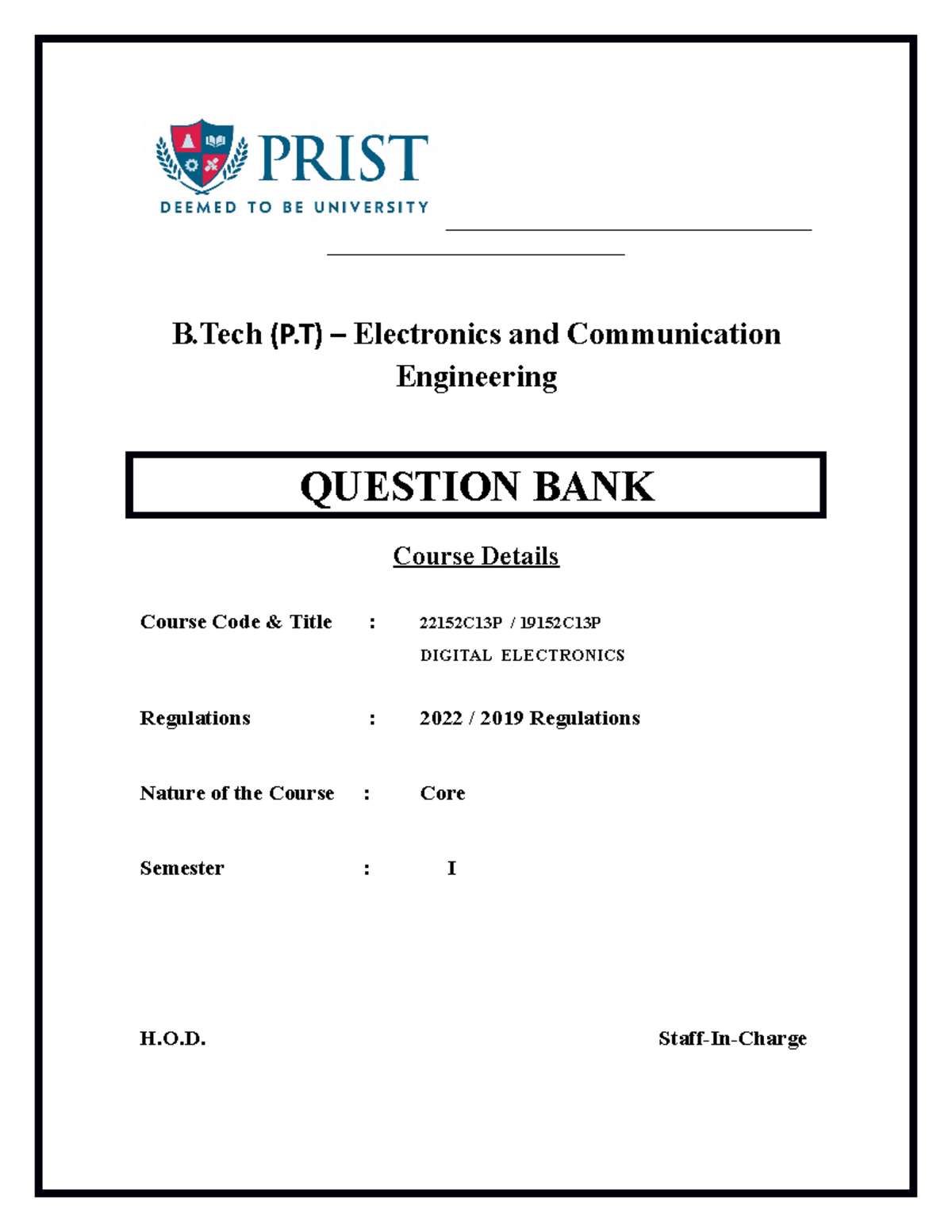 22152 C13P - DE Question bank - B (P) – Electronics and Communication ...