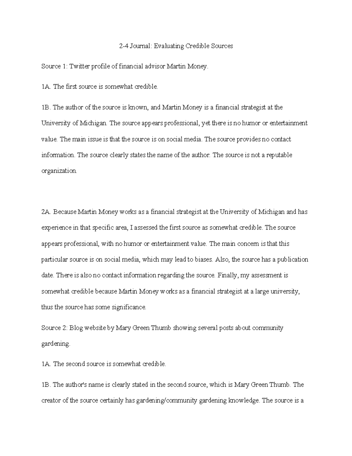 Module 2 Journal Evaluating Credible Sources - 2-4 Journal: Evaluating ...