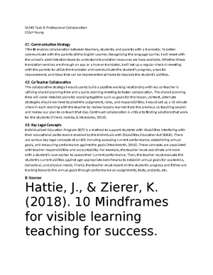 DIM4 TASK 1 - DIM4 TASK 1: ASSESSMENT PLANNING Elijah Young A: Learning ...