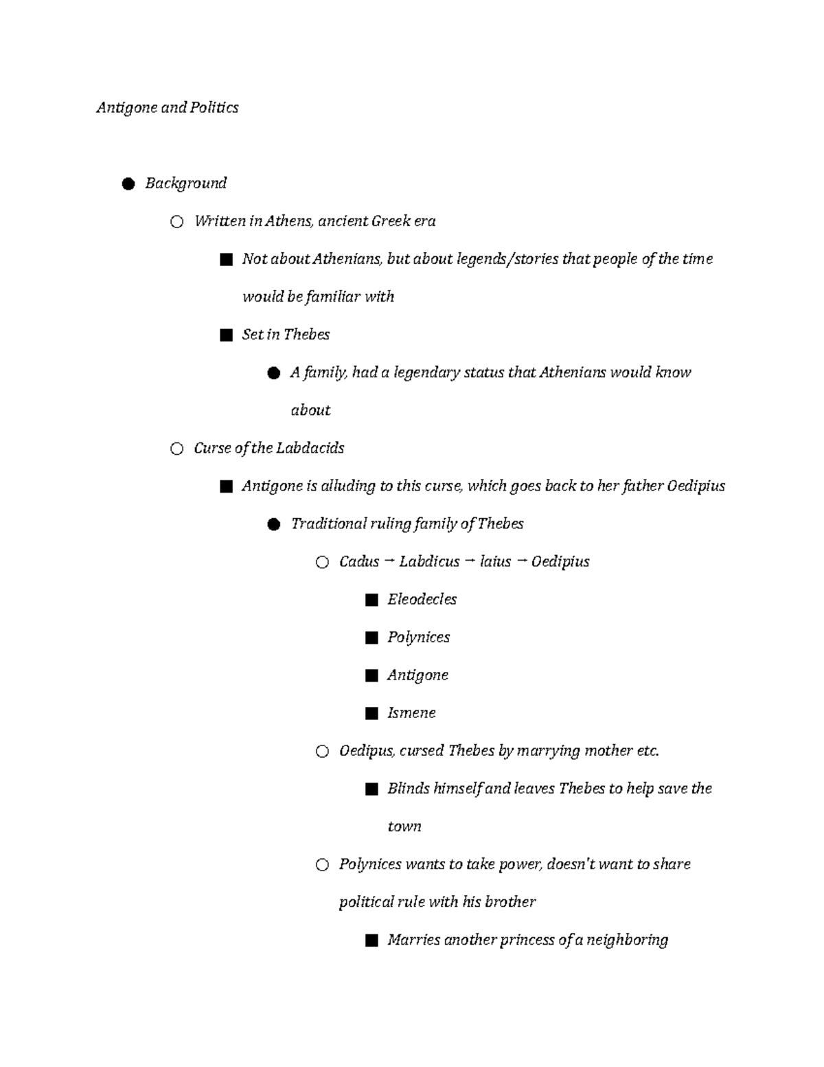 Antigone - Professor Boyd - Antigone and Politics Background Written in ...