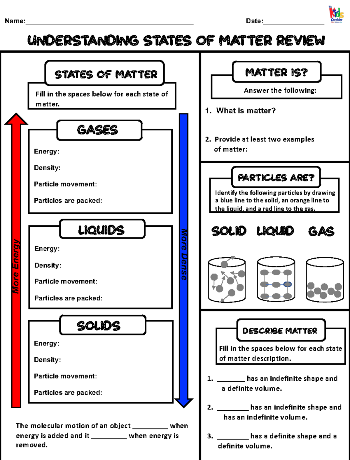 Understanding Statesof Matter Review-1 - Name