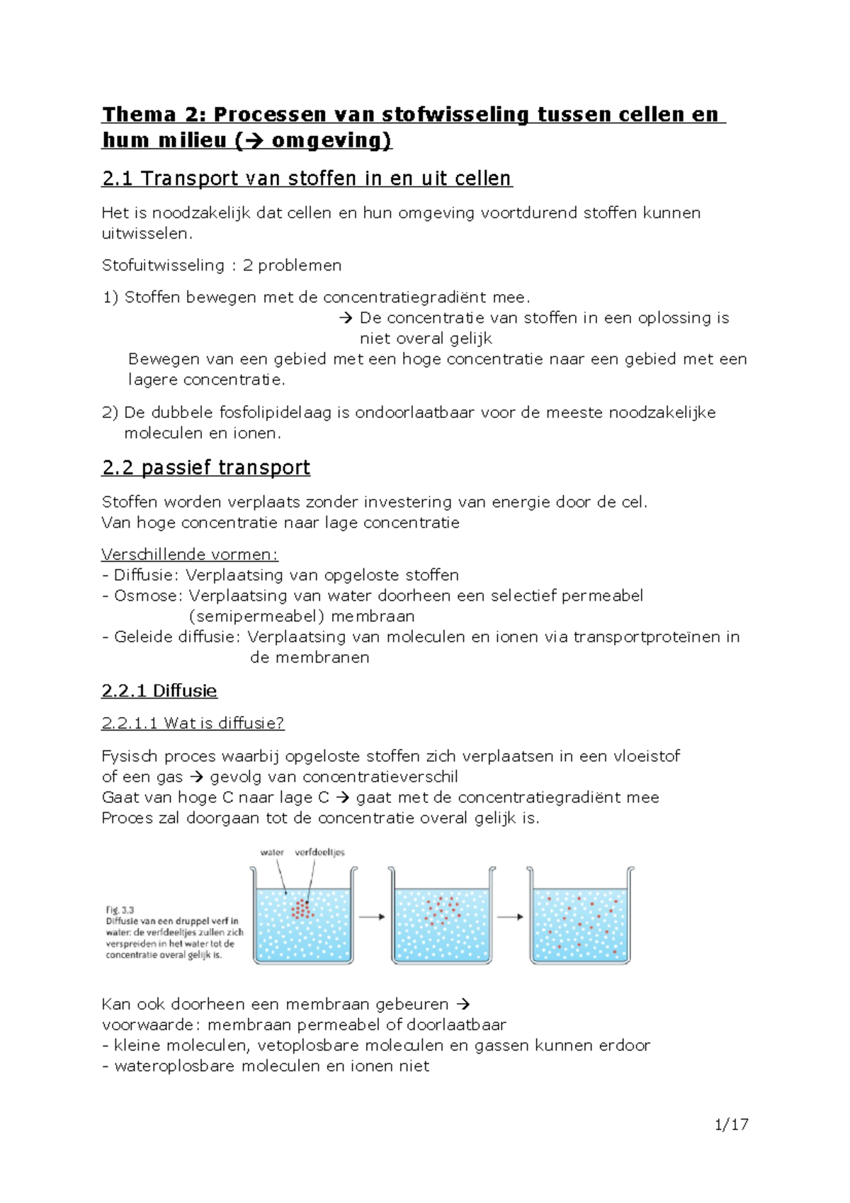 Processen van stofwisseling tussen cellen en hum milieu ...