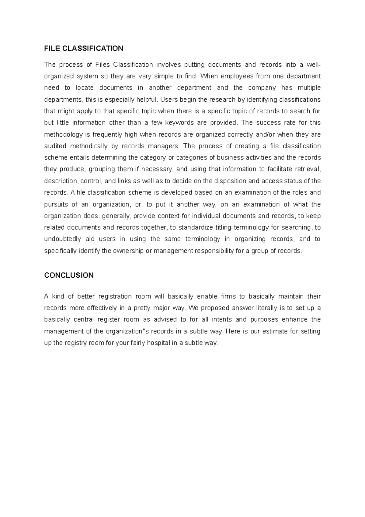 FILE Classification IMD161 - FILE CLASSIFICATION The process of Files ...