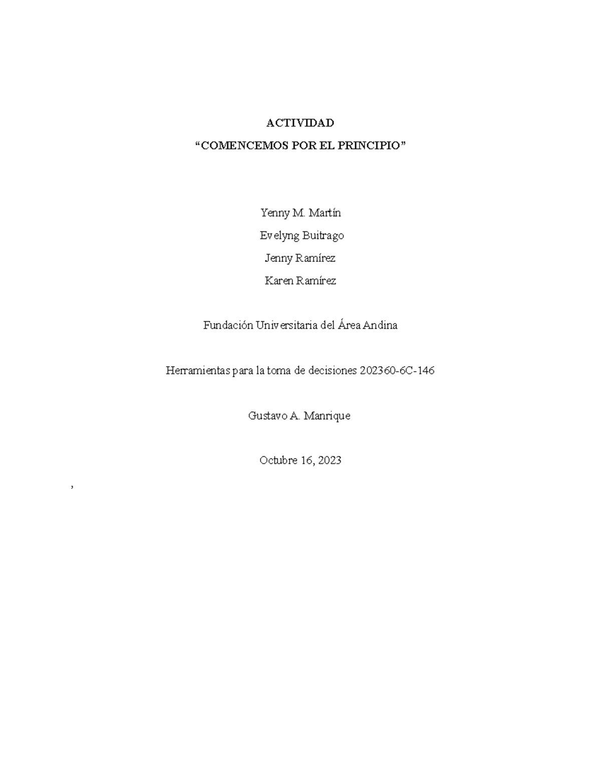 Actividad Herramientas Eje 2 - ACTIVIDAD “COMENCEMOS POR EL PRINCIPIO ...