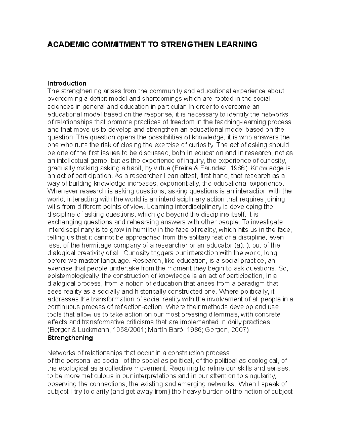 Academic commitment to strengthen learning - ACADEMIC COMMITMENT TO ...