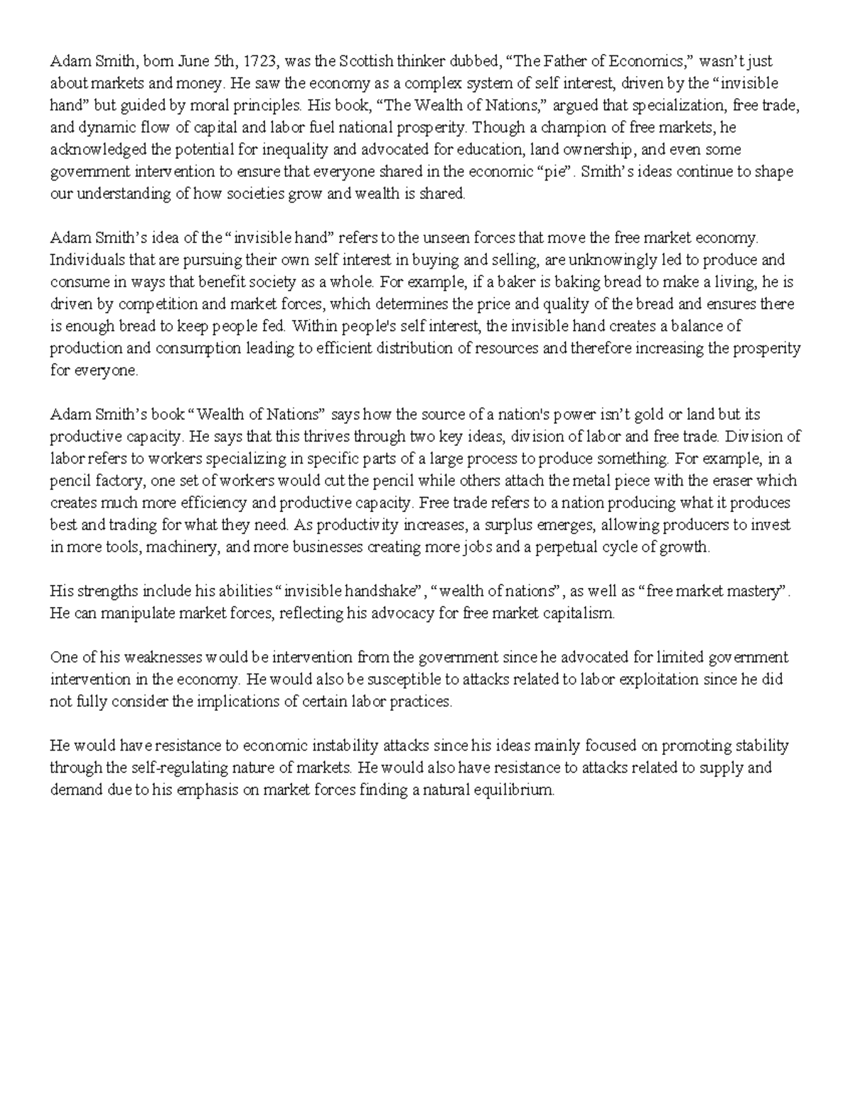 Enlightenment thinkers pokemon card notes - Adam Smith, born June 5th ...