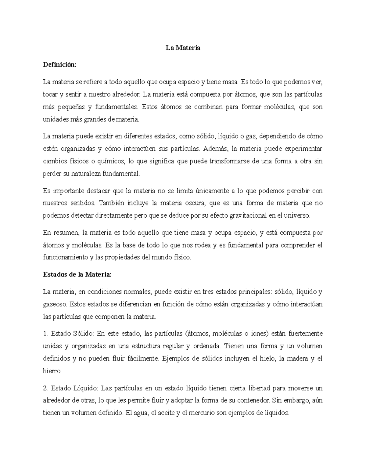 La Materia - La Materia Definición: La materia se refiere a todo ...