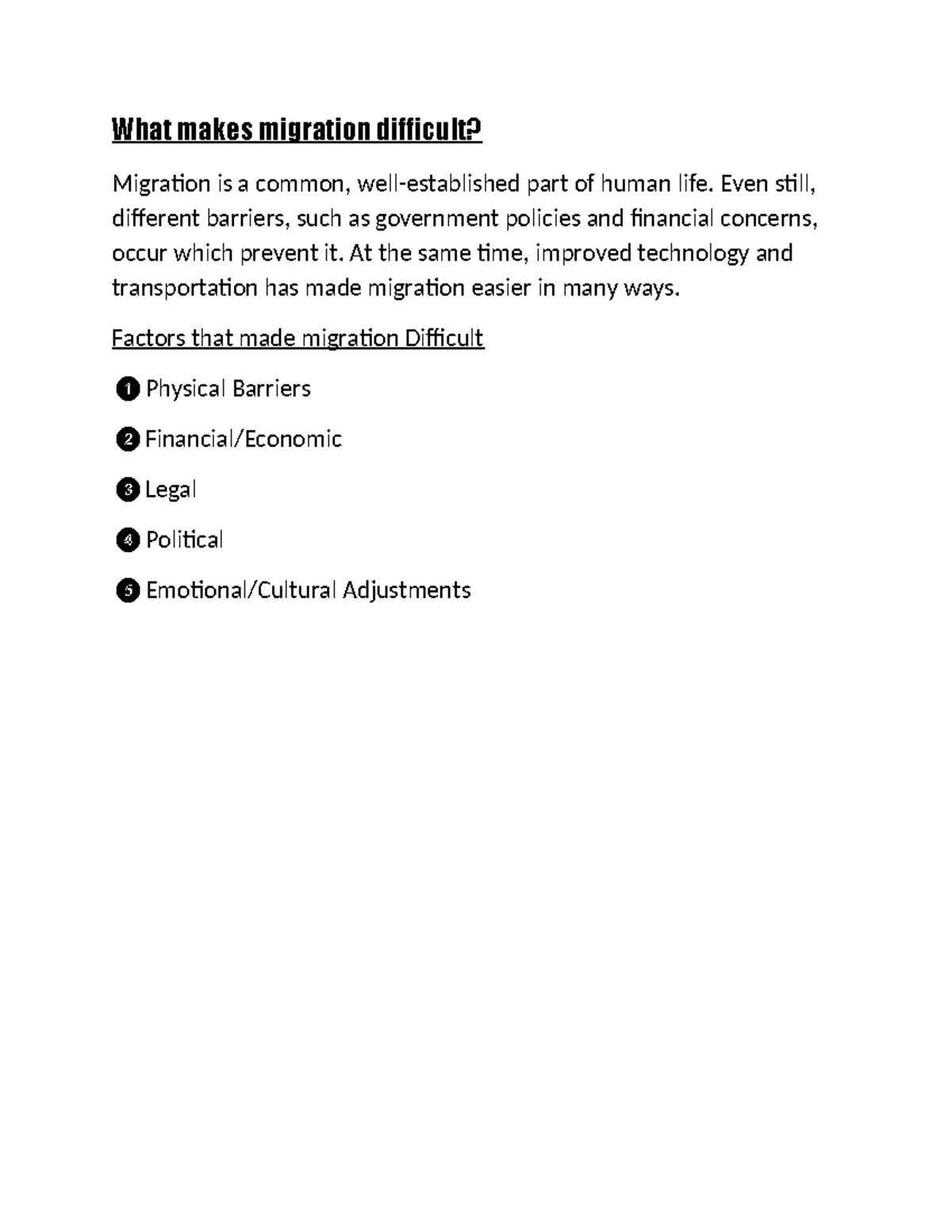 What makes Migration Difficult - BIOL2020U - What makes migration ...