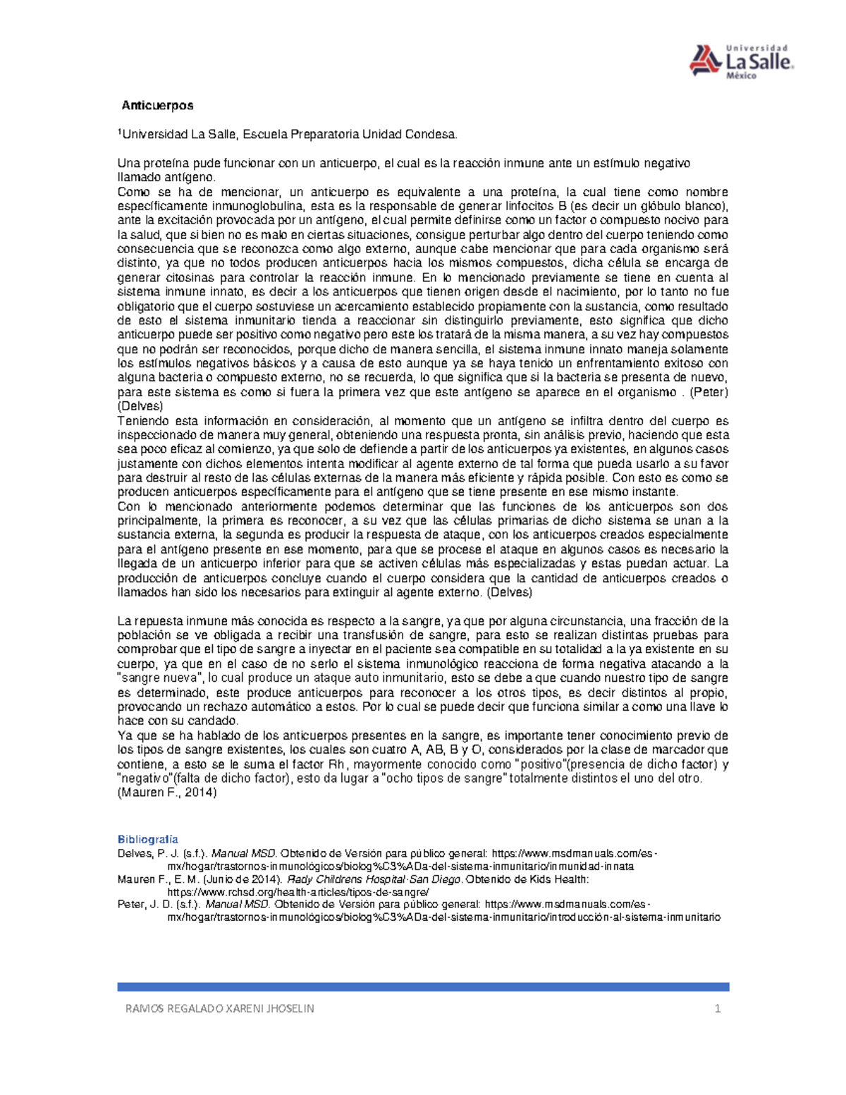 Anticuerpos - Nota: 10 - Warning: TT: undefined function: 32 RAMOS REGALADO XARENI JHOSELIN 1 ...