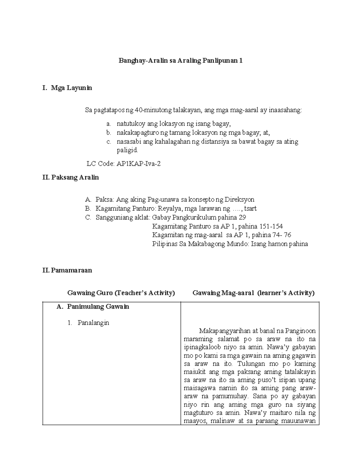 499692297 Lesson Plan in Social Studies 1 - Banghay-Aralin sa Araling ...