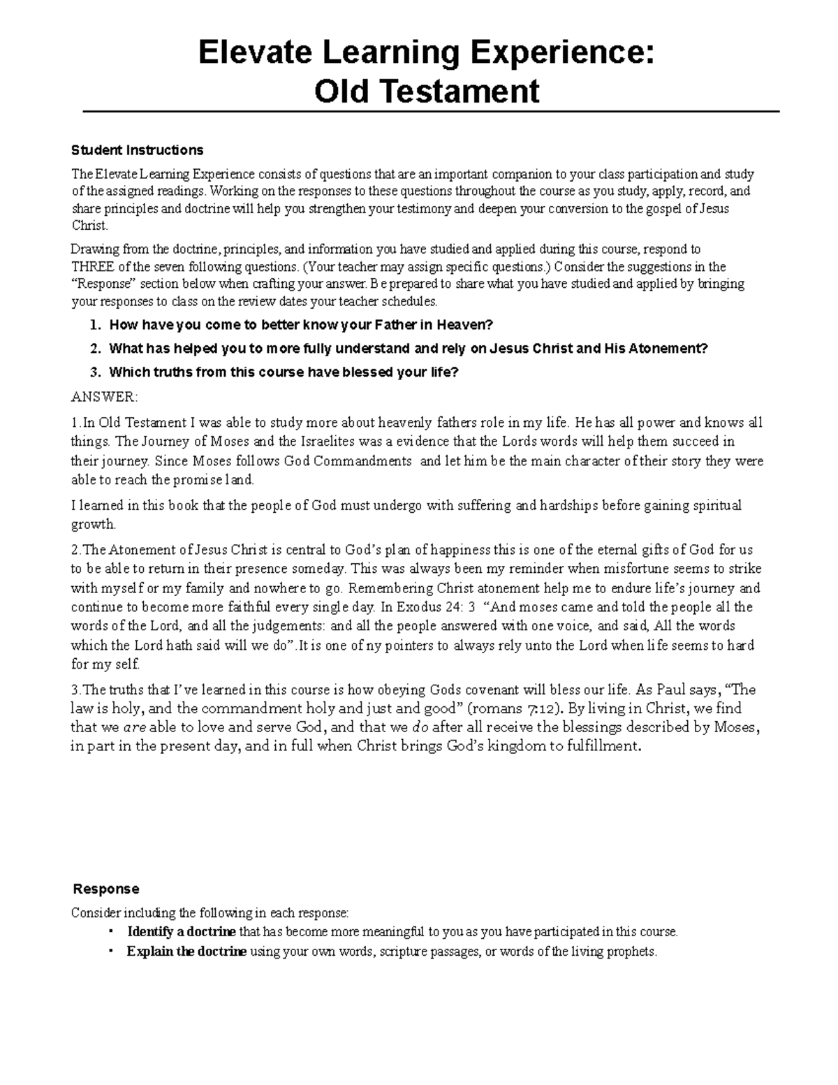 Elevatelearningassessment - Elevate Learning Experience: Old Testament ...