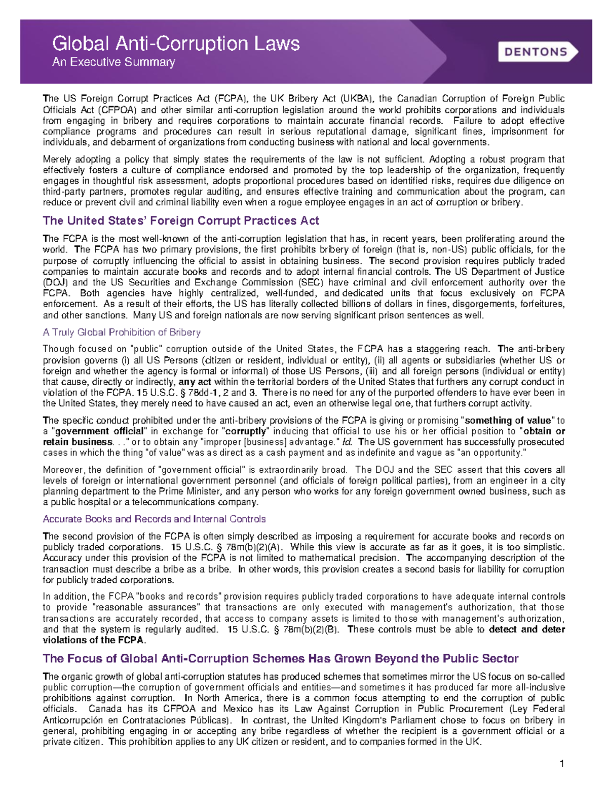Global Anti Corruption Laws Dentons - Global Anti-Corruption Laws An ...