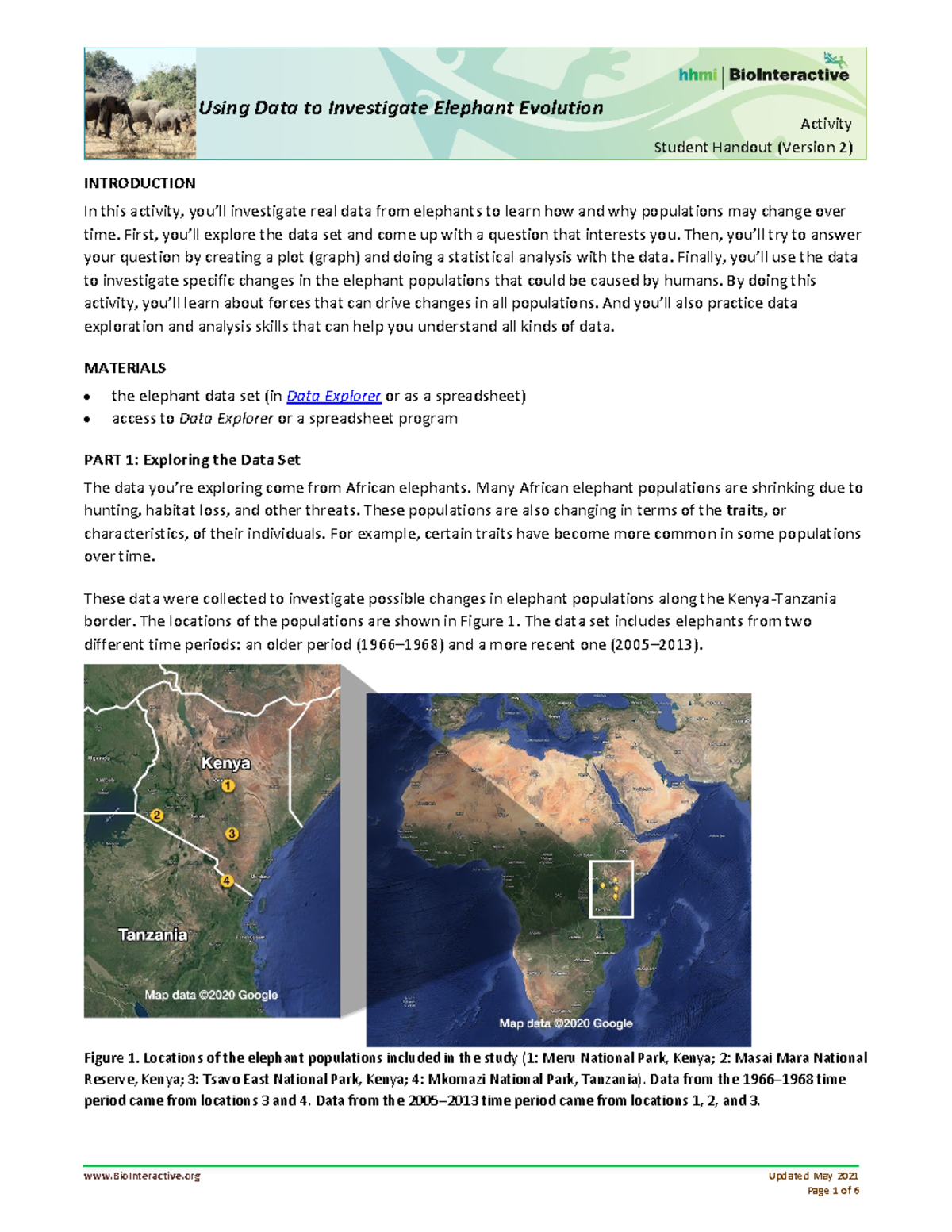 HHMI Bio Data Elephant Evo-Student HO 2-act - BioInteractive Updated ...
