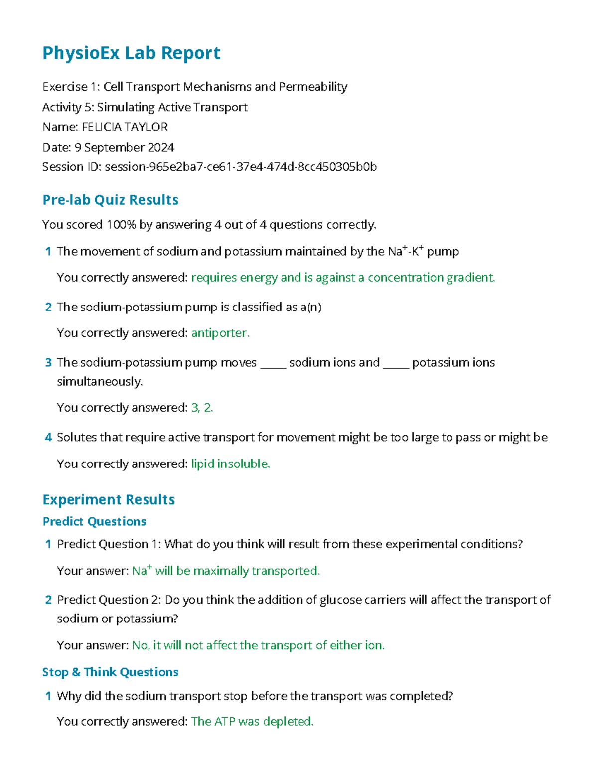 Physio Ex Exercise 1 Activity 5 - PhysioEx Lab Report Exercise 1 : Cell ...