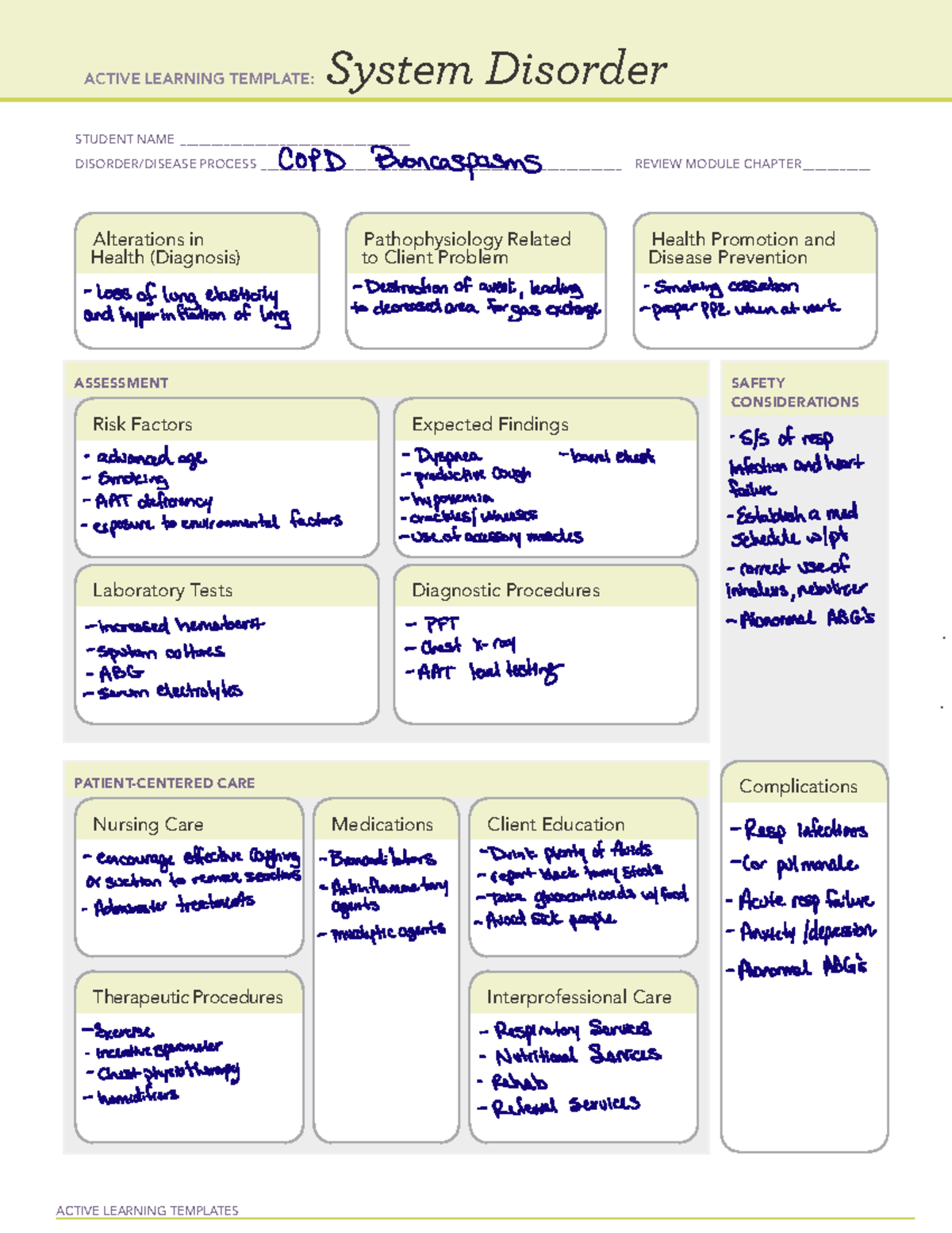 COPD Bronchospasms - ATI ATL - ACTIVE LEARNING TEMPLATES System ...