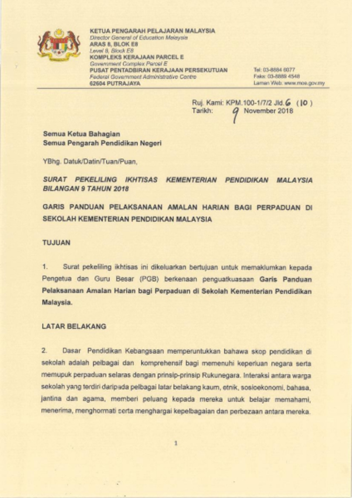 SPI 19 2018 Amalan Perpaduan di Sekolah - KETUA PENGARAH PELAJARAN MALAYSIA Director General of ...