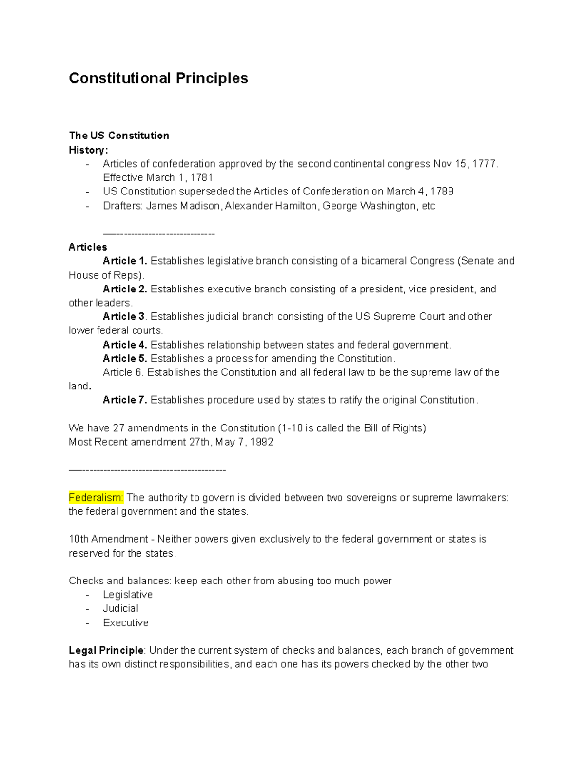 BLAW CHP 5 Constituional Law - Constitutional Principles The US ...