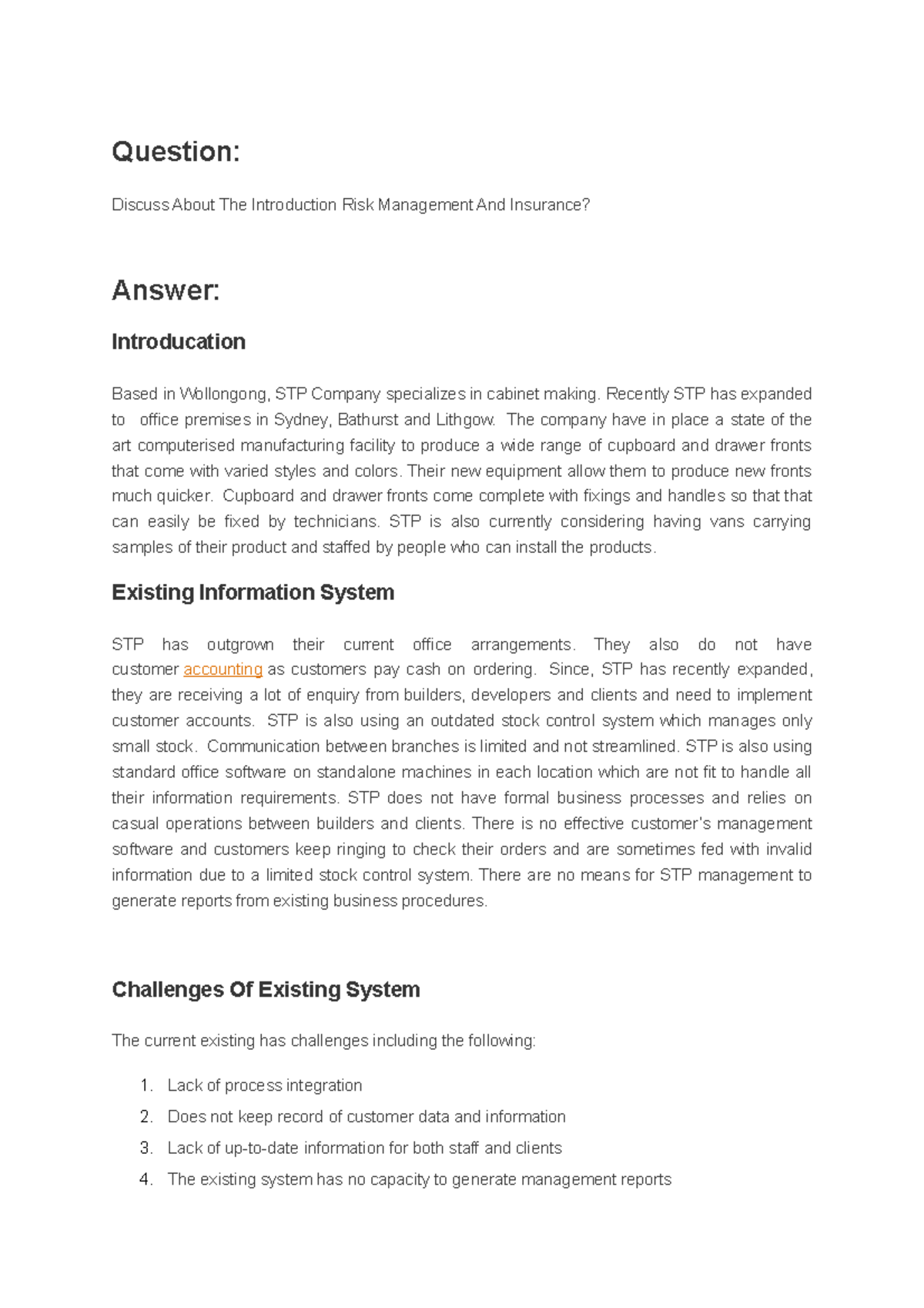 4 - Question: Discuss About The Introduction Risk Management And ...