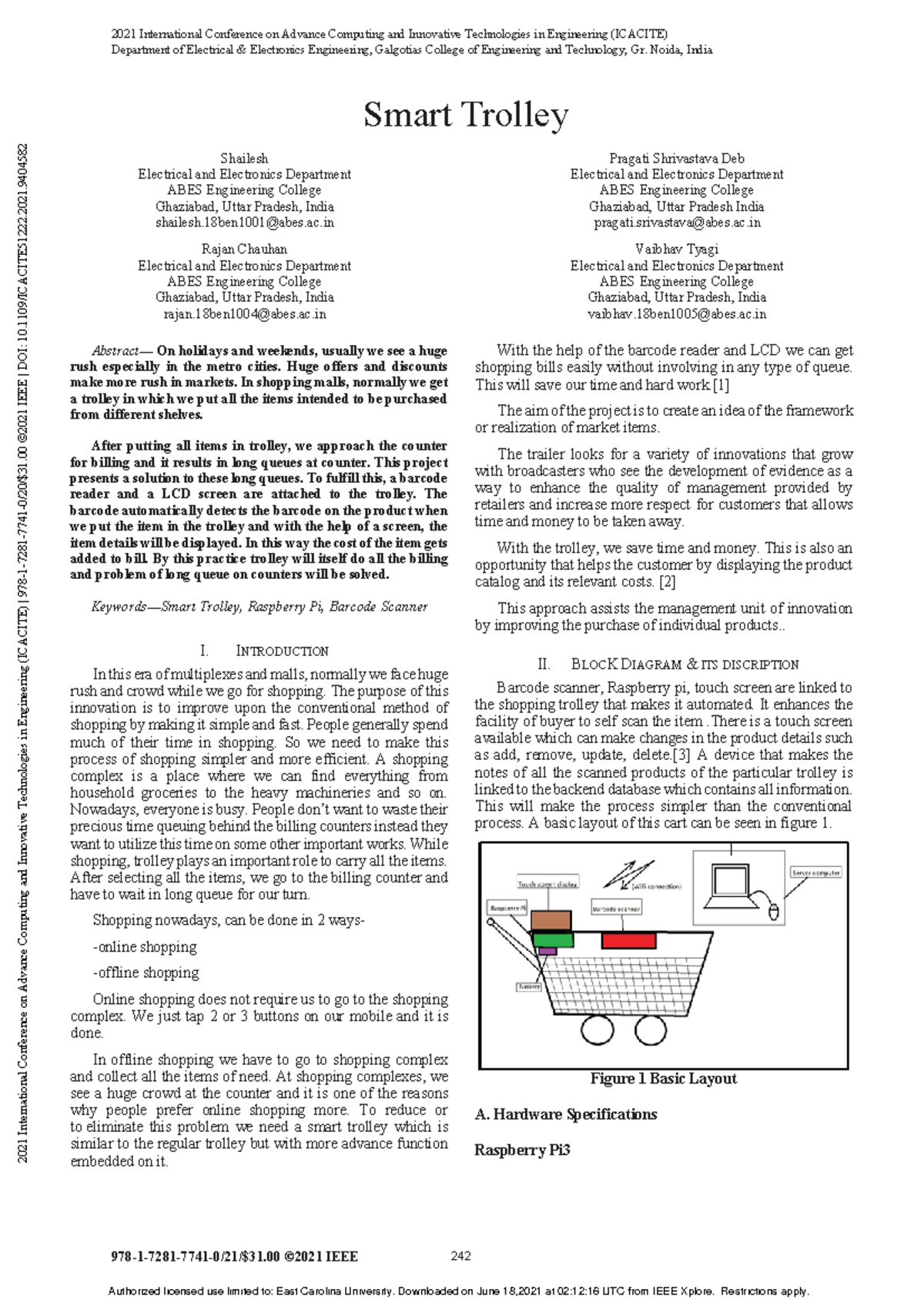 Smart trolley - 6PDUW 7UROOH\ 6KDLOHVK - Studocu
