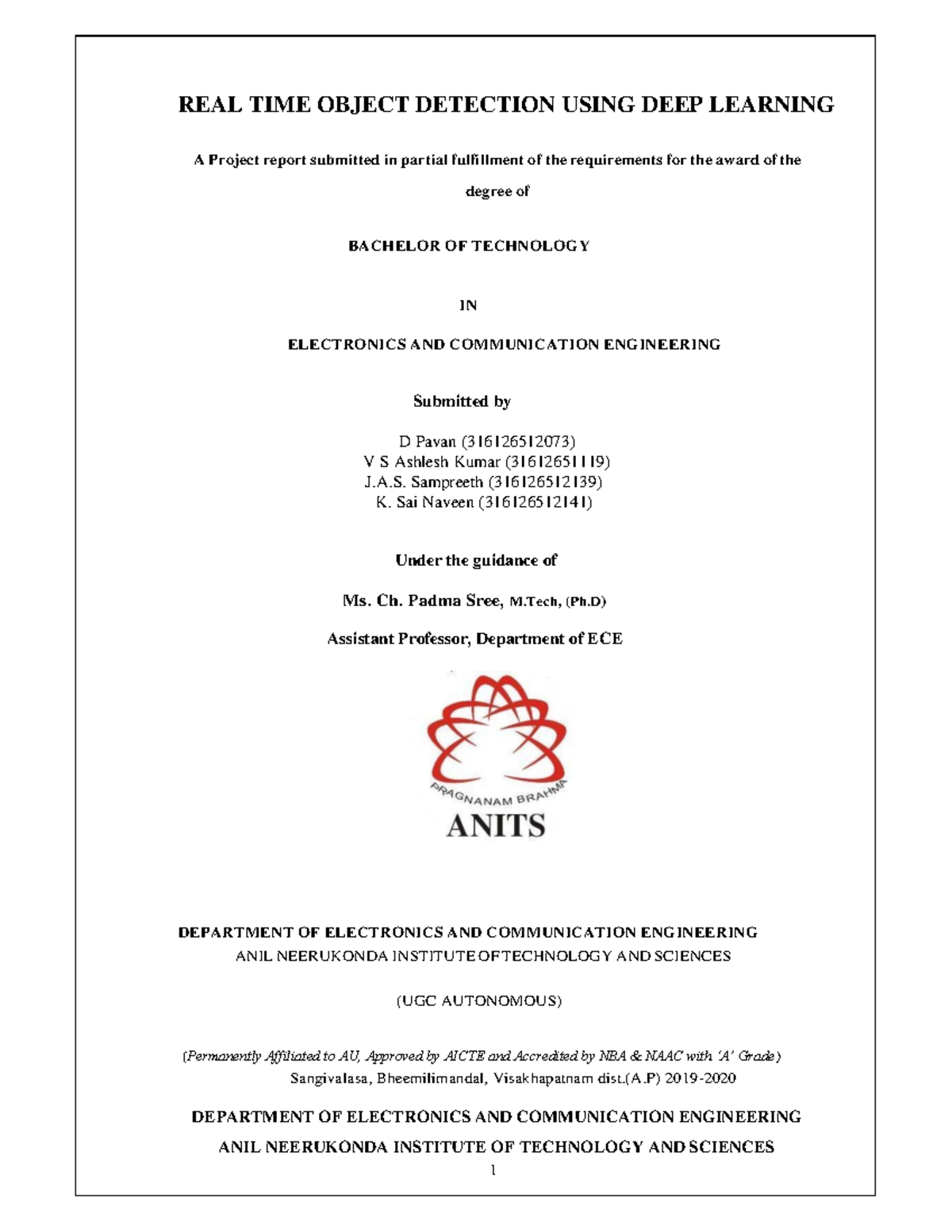 CHPS 2019-2020 project batch 2 - REAL TIME OBJECT DETECTION USING DEEP ...