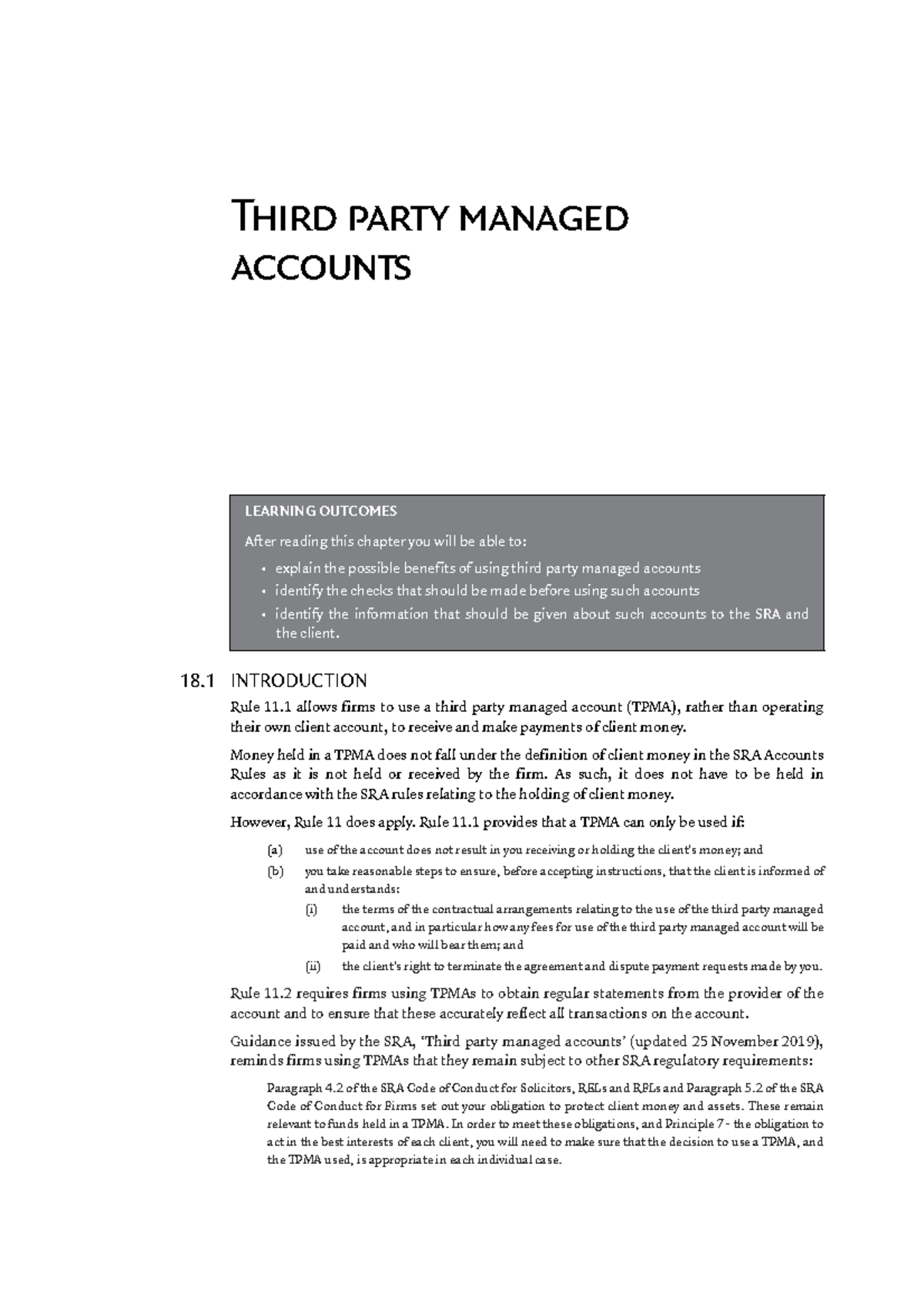 Third Party Managed Accounts - Compliance 205 C H A P T E R 1 8 Third party managed accounts 18 ...