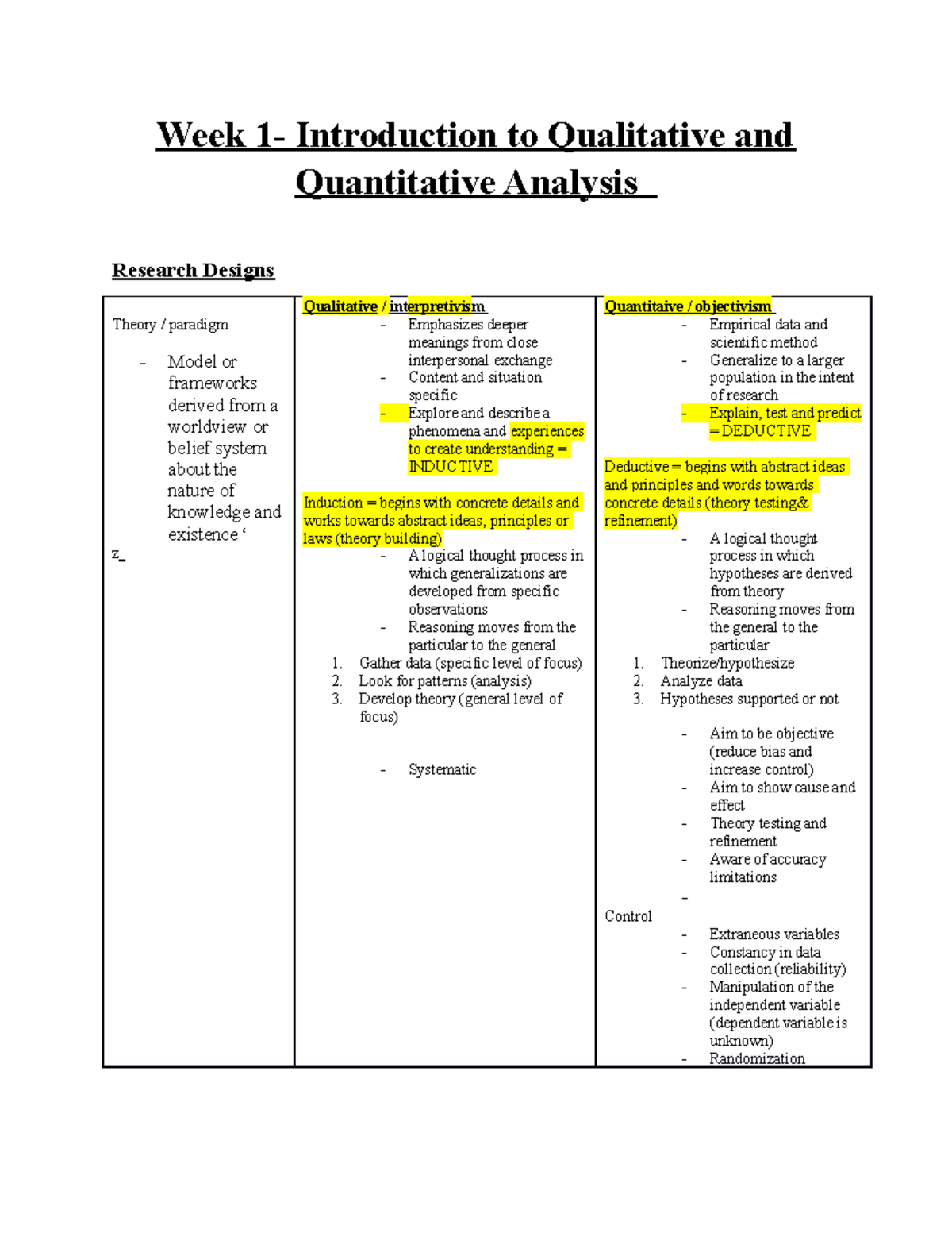 Final- Notes - Week 1- Introduction to Qualitative and Quantitative ...
