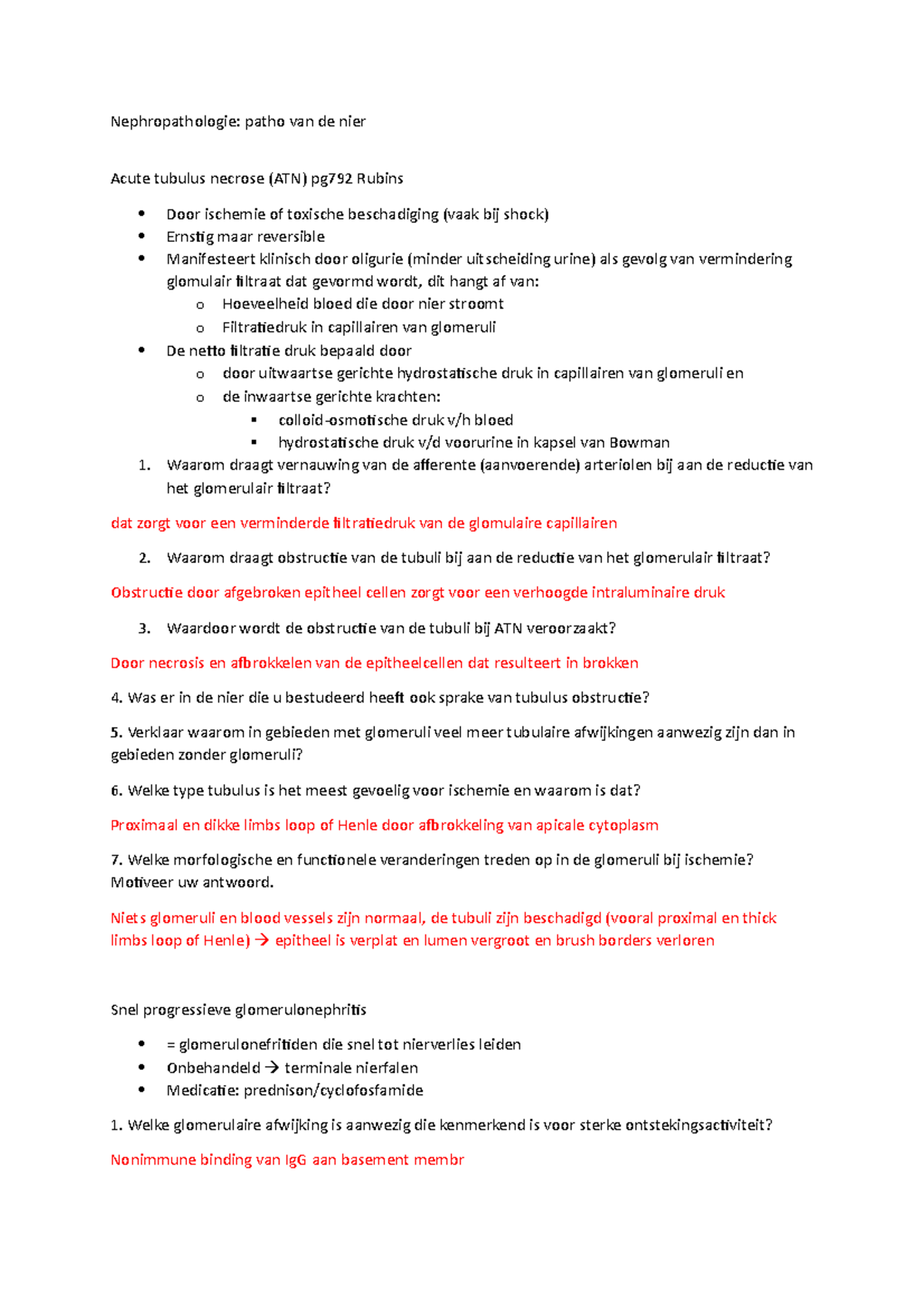 Nierpatologie - pathologie urineweg - Nephropathologie: patho van de ...