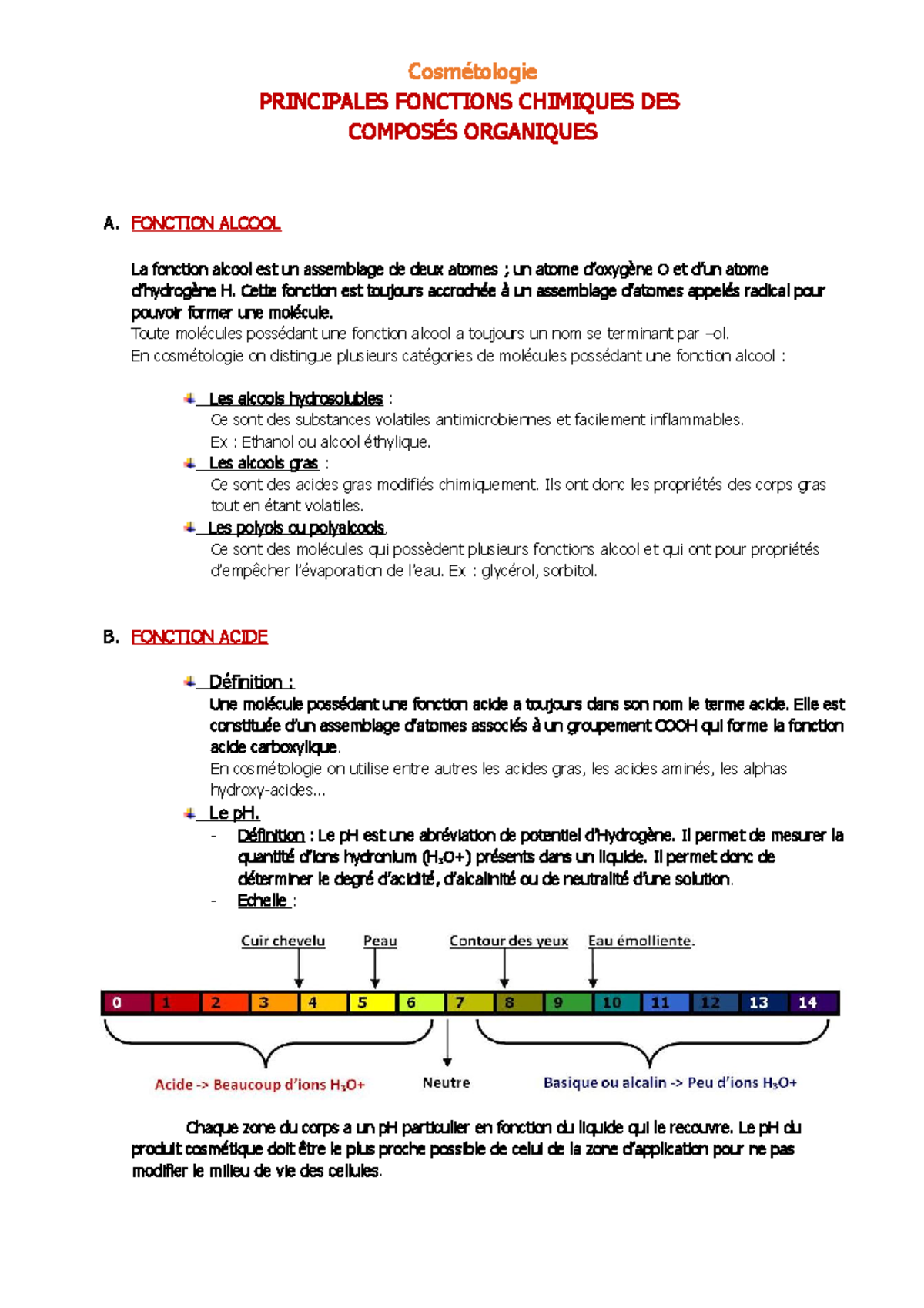 Fonctions Chimiques Composes Organiques - Cosmétologie PRINCIPALES ...