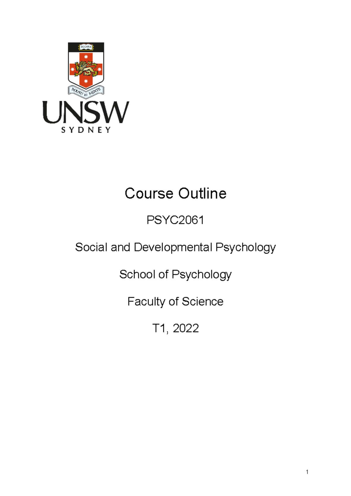 PSYC2061 outline - coursework info - Course Outline PSYC Social and ...
