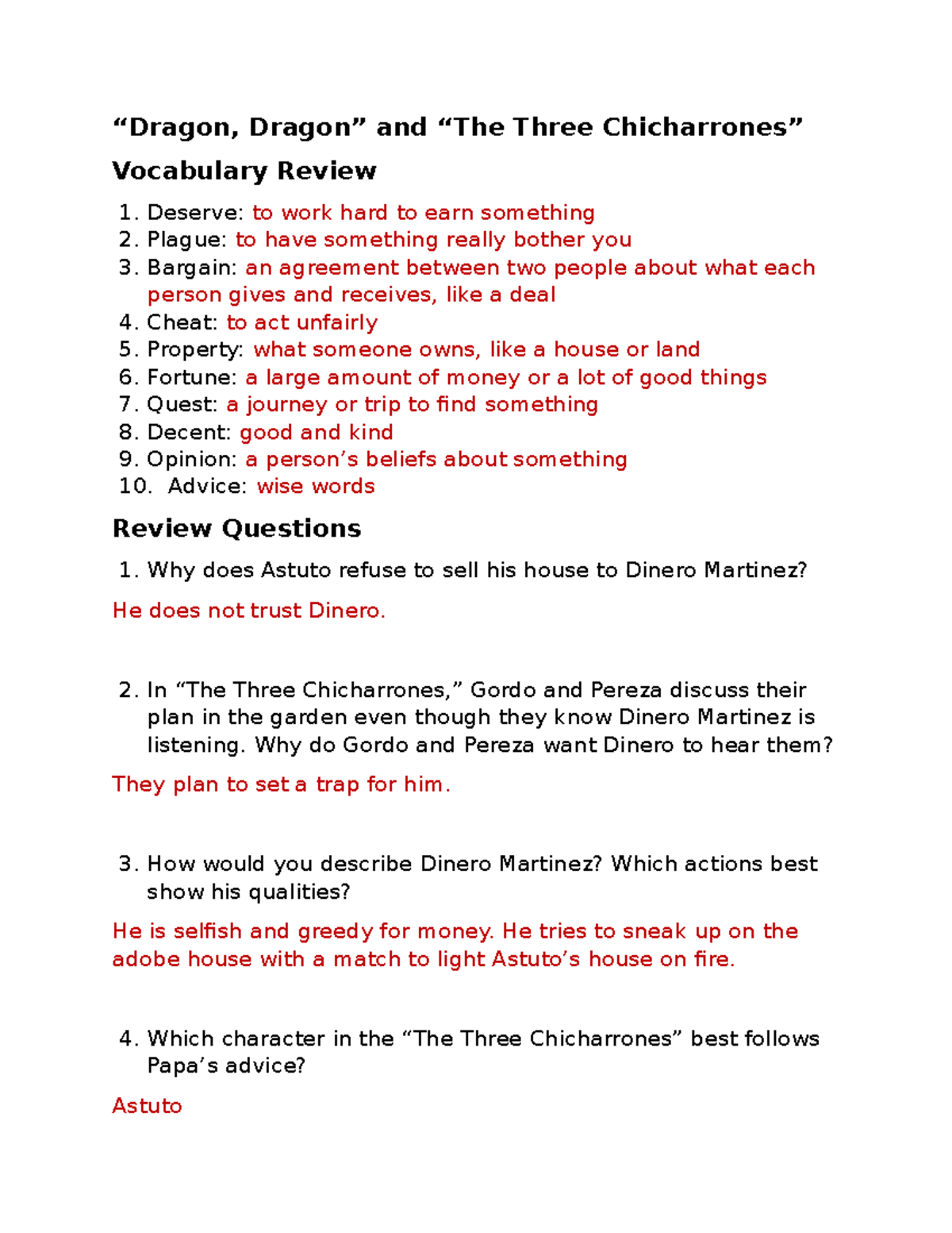 Review dragon dragon and the three chicharrones answer key - “Dragon ...