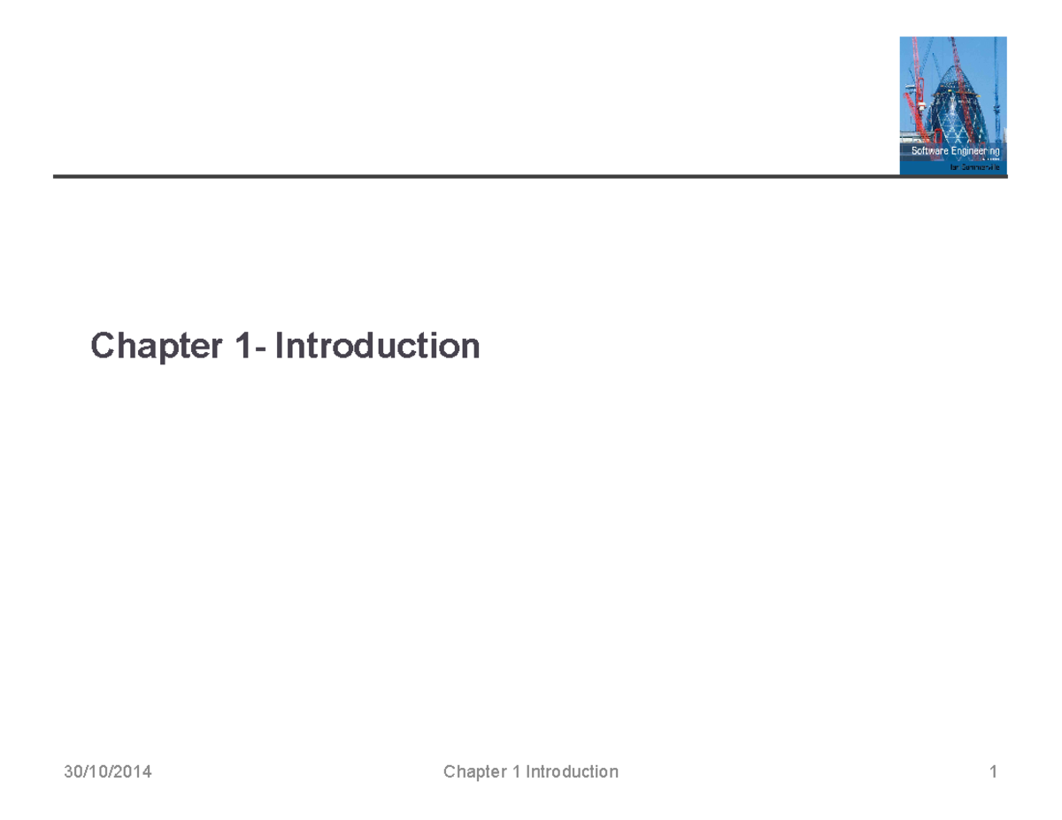 Software - Chapter 1- Introduction Topics covered Professional software ...